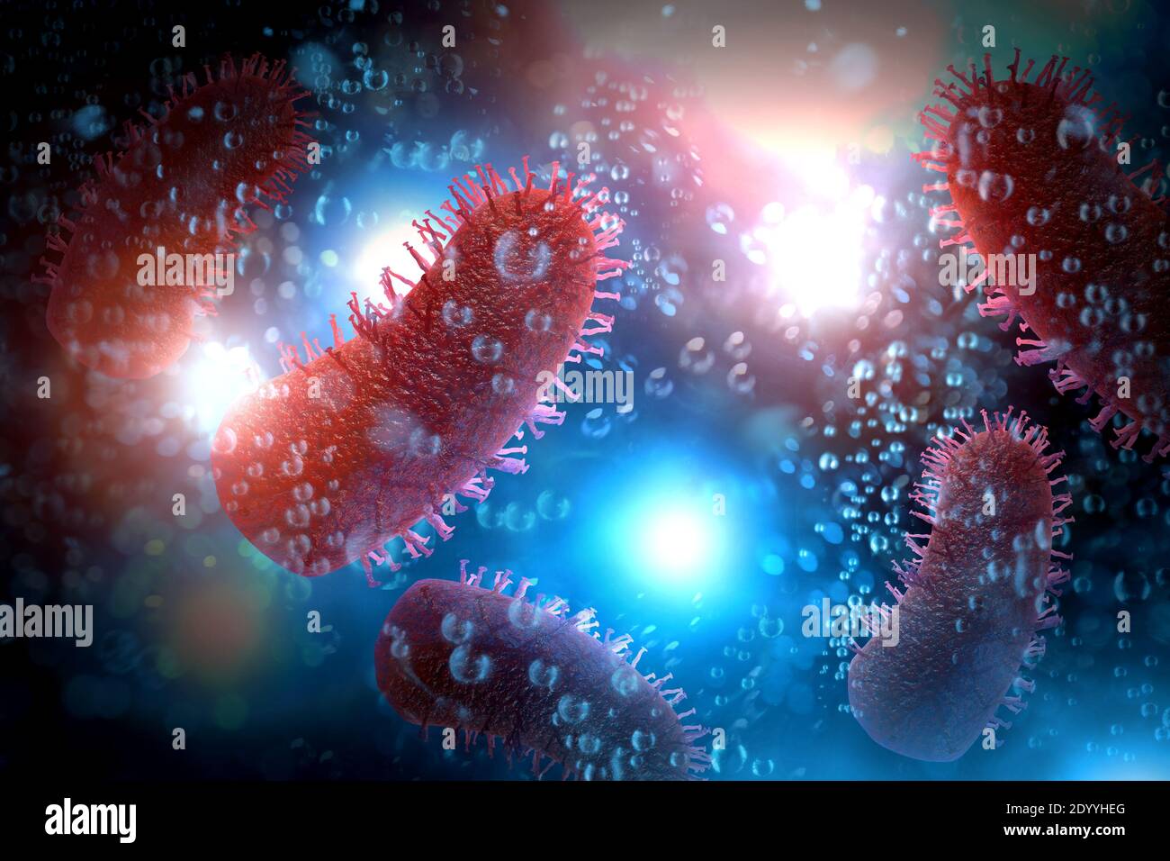 Pink rabies virus microscopic cells with pink background 3D ...