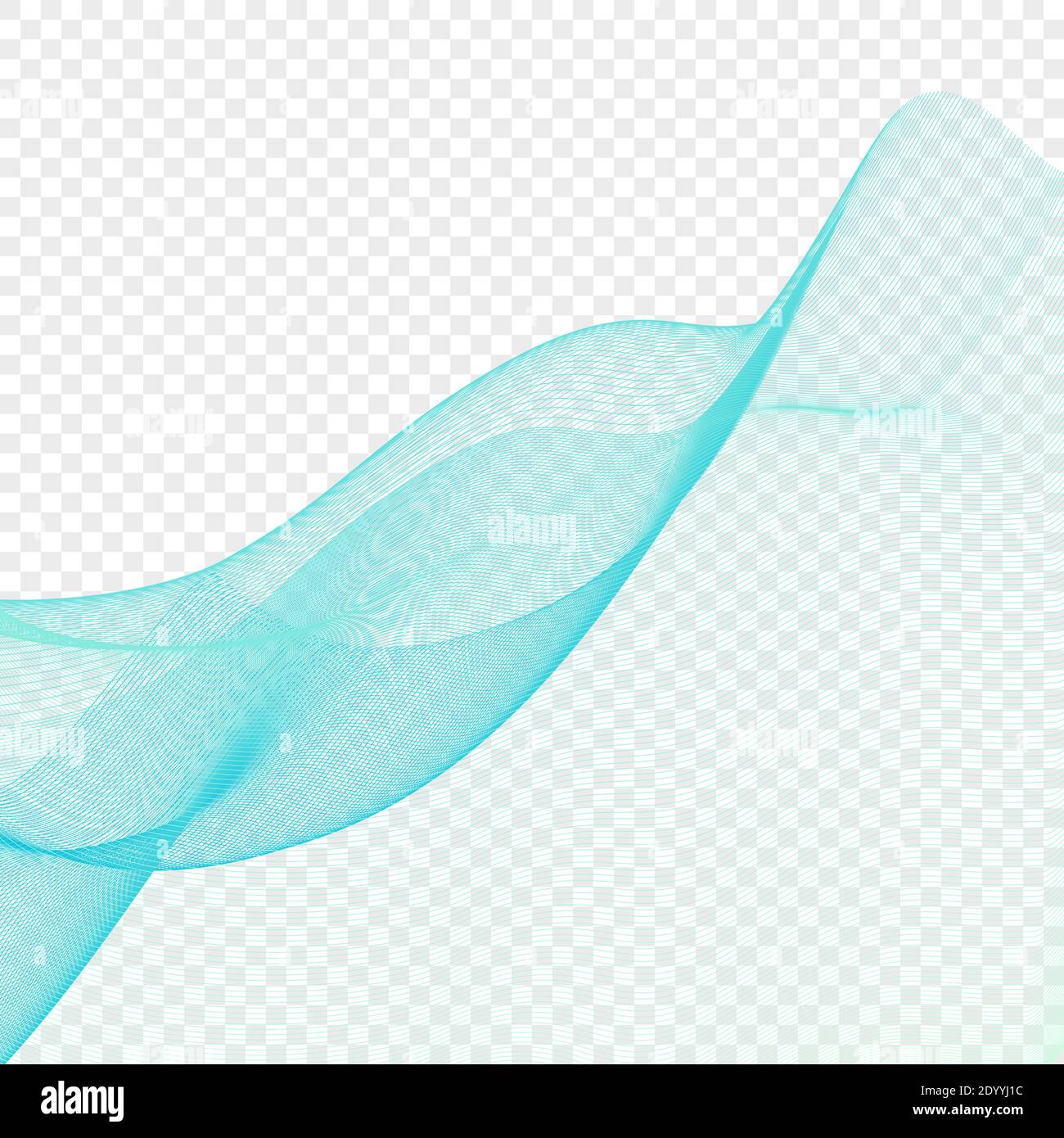 Abstract light turquoise blend wave on transparent background. Subtle ...