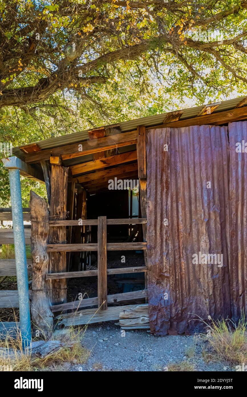 Corrugated metal barn at Faraway Ranch in Chiricahua National Monument ...