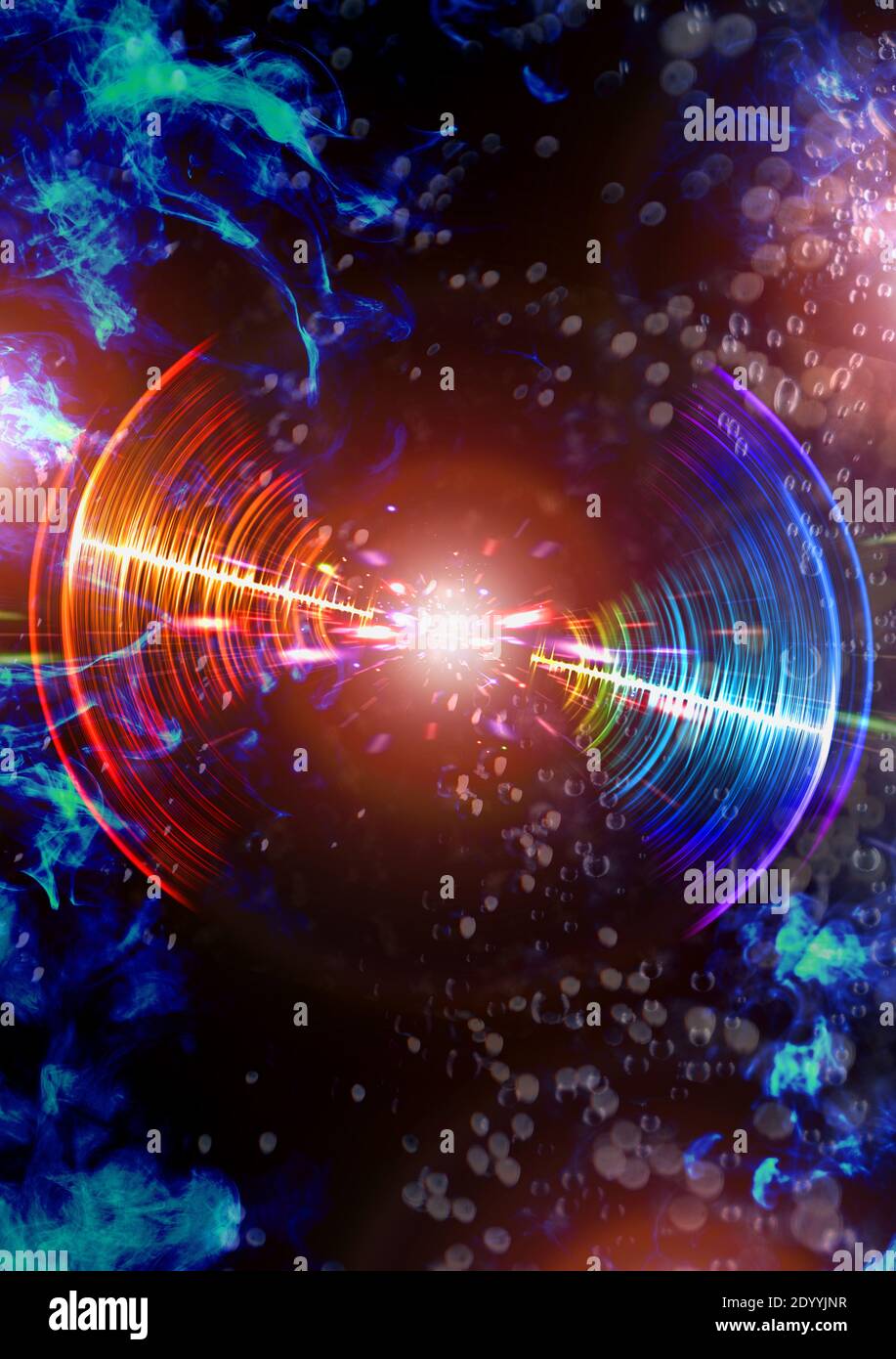 Visual neon soundwave concept 3D illustration abstract background Stock ...