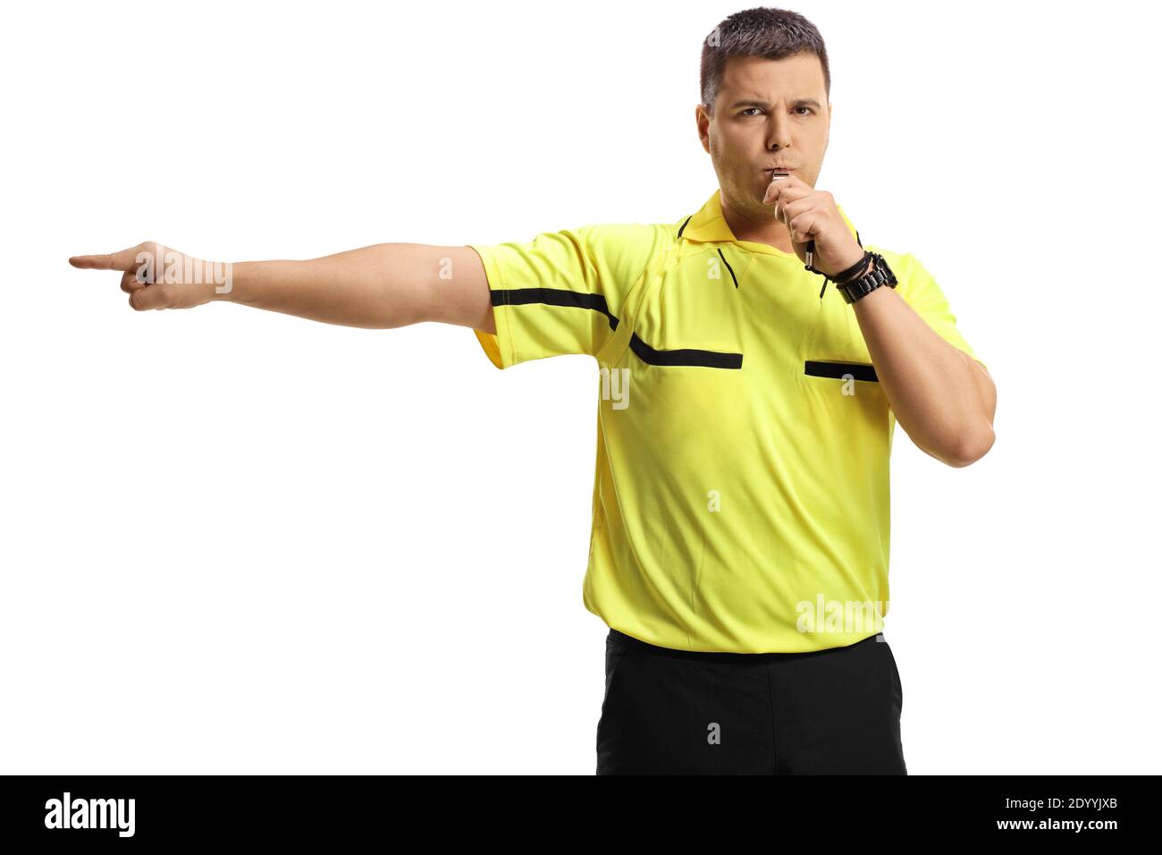 Angry football referee blowing whistle Cut Out Stock Images & Pictures ...