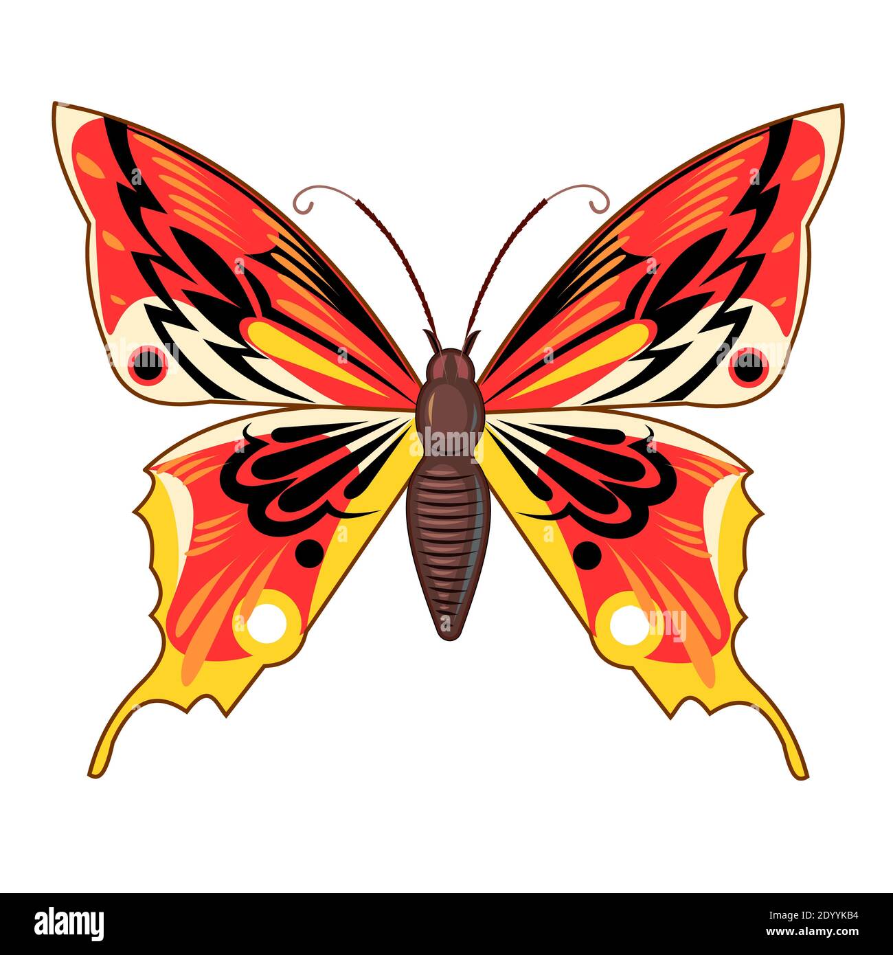 Red butterfly. Bright beautiful composition. Isolated object on white ...