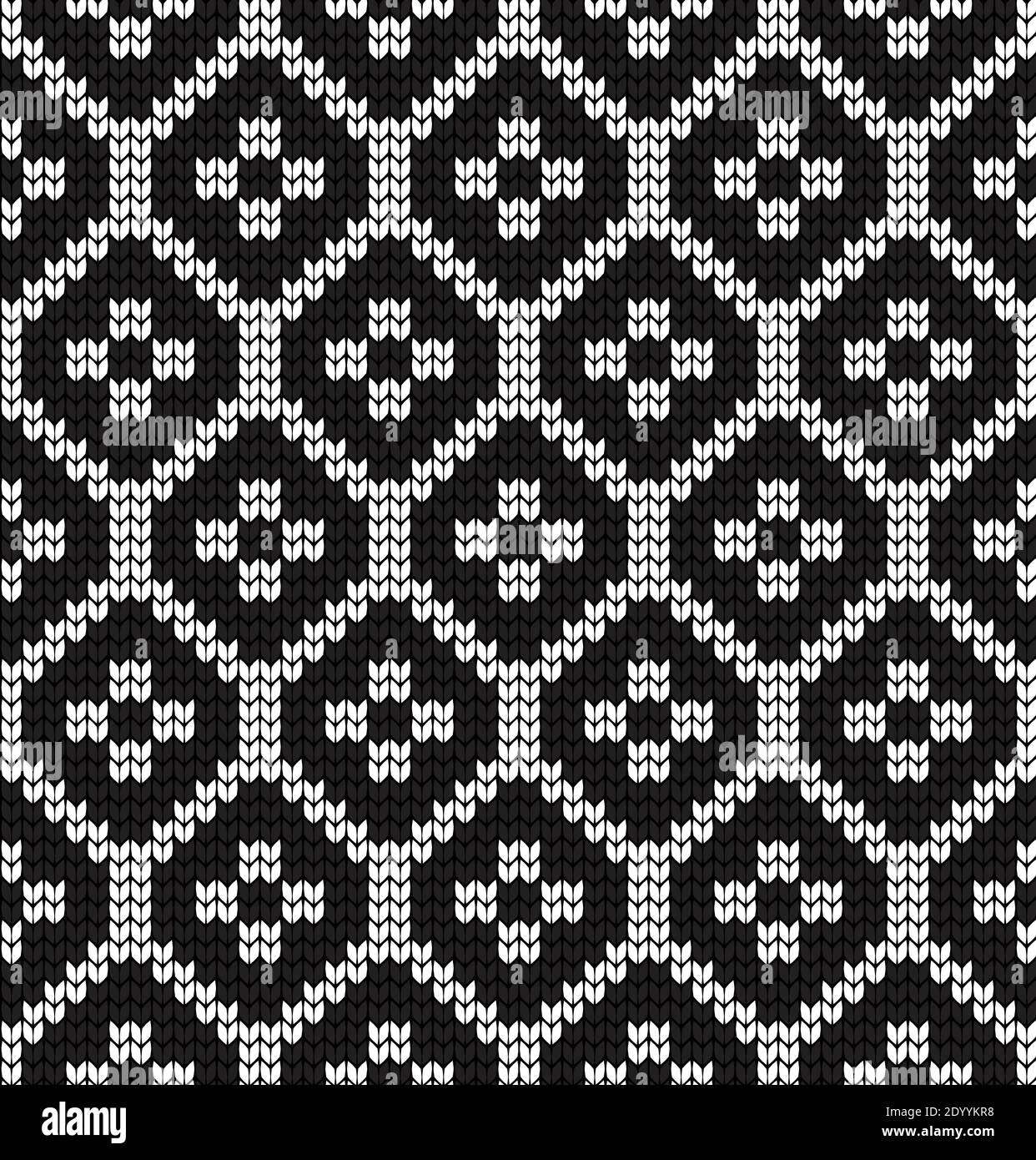 Seamless vector geometric pattern knitted black and white Stock Vector ...