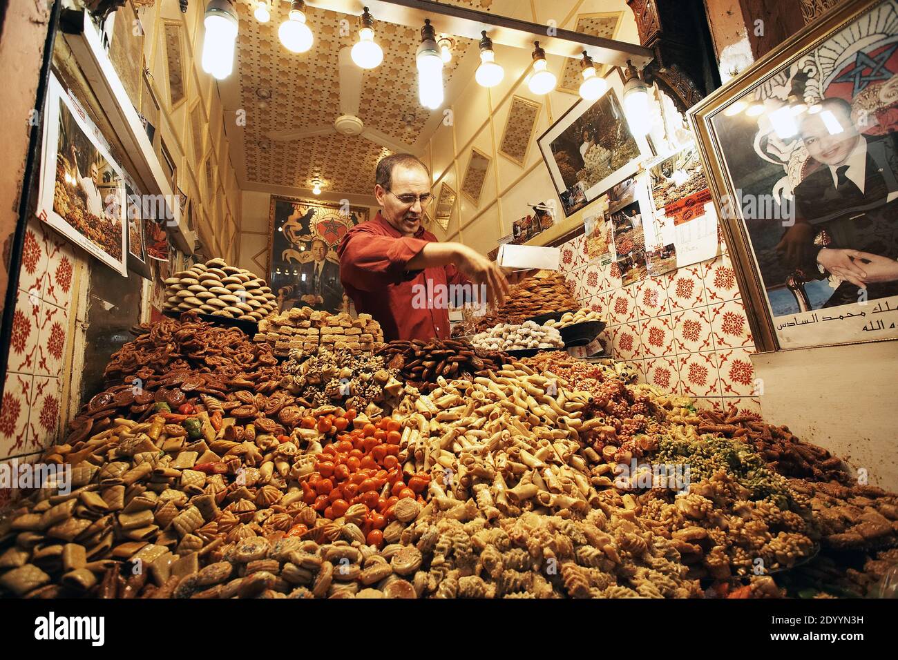 The Souq or Bazzar or Market in the old town of Marrakesh in Morocco in ...