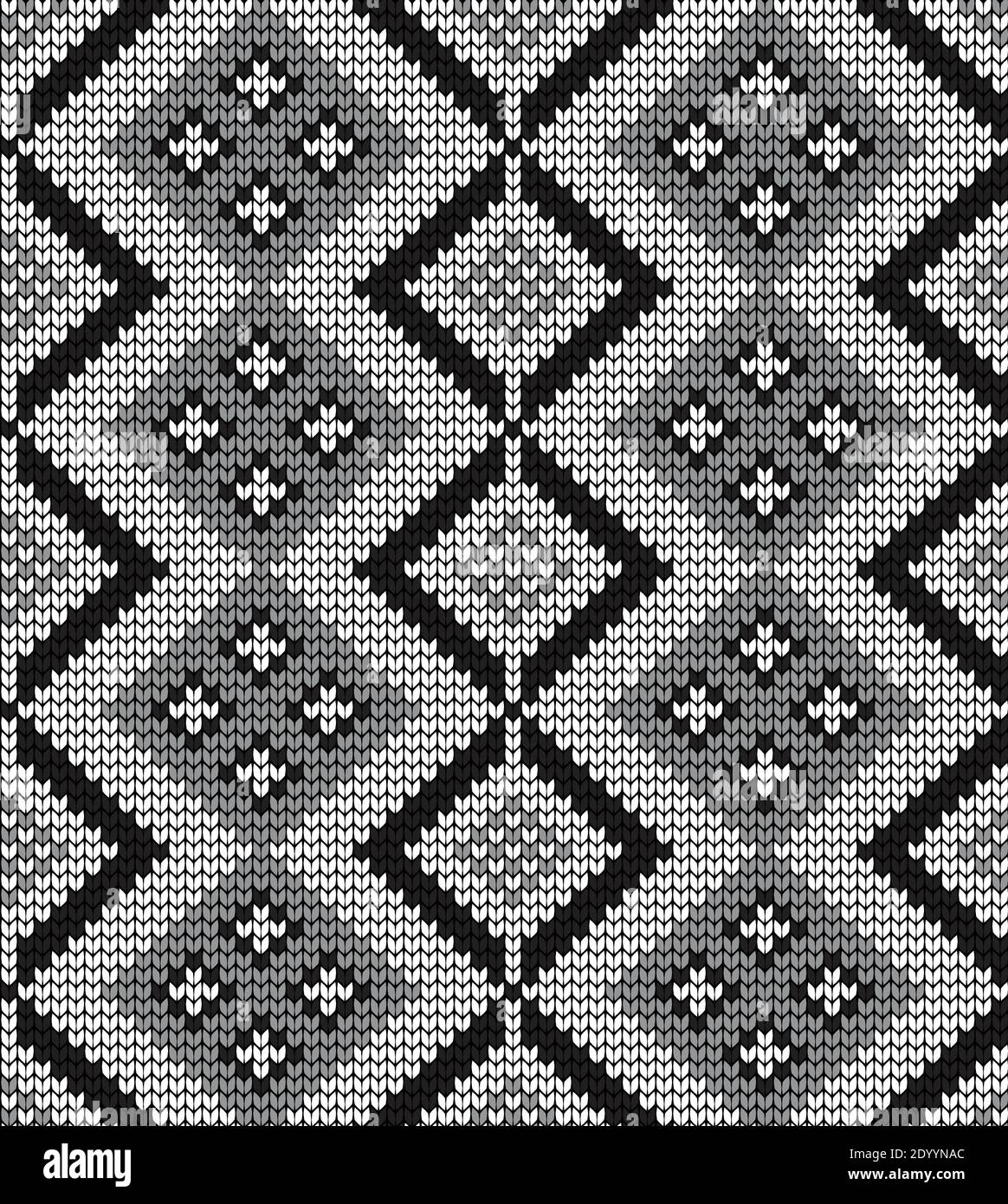 Seamless vector geometric pattern knitted black and white Stock Vector ...