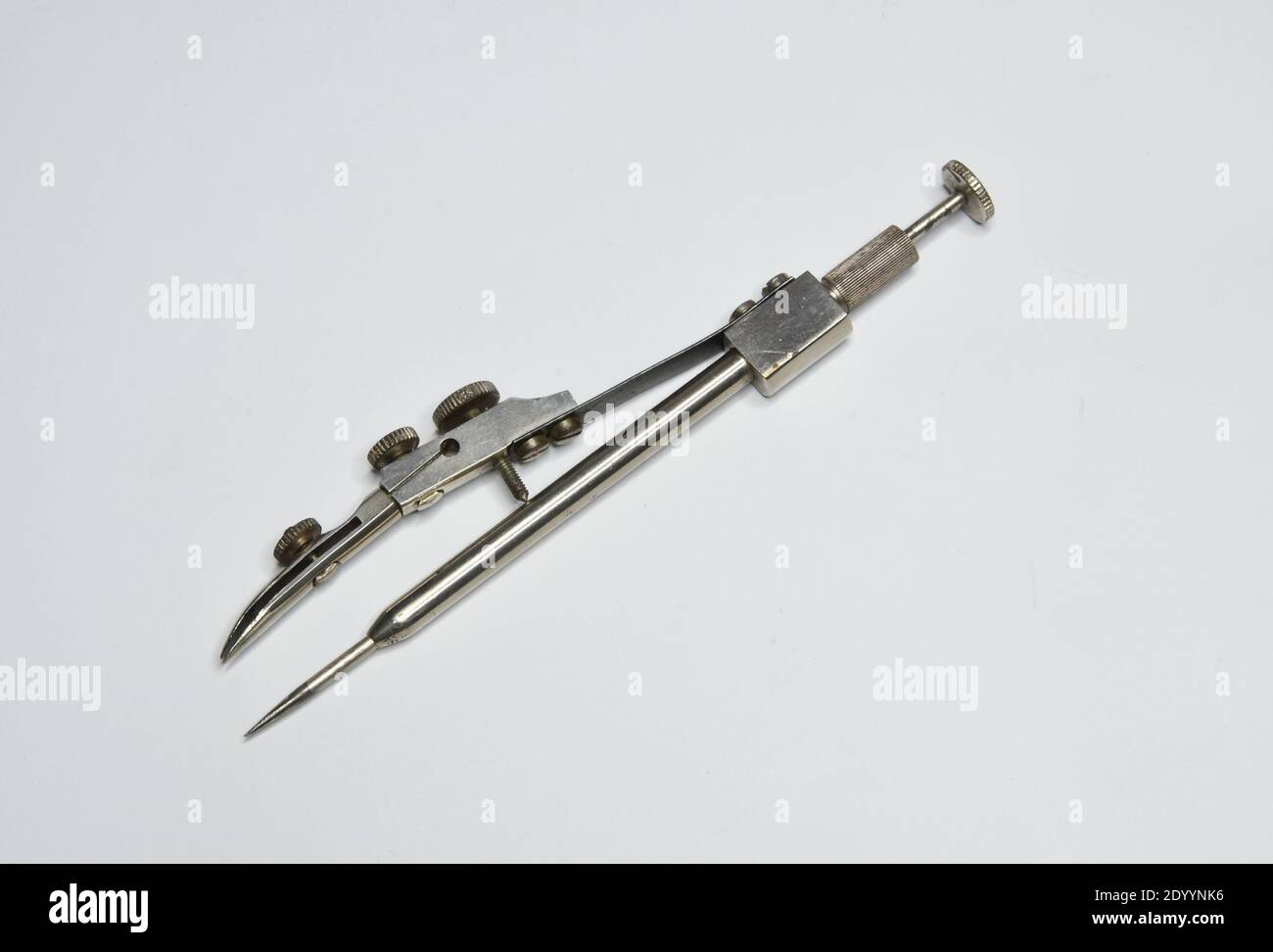 Vintage Metal Technical drawing instrument on gray background Stock ...