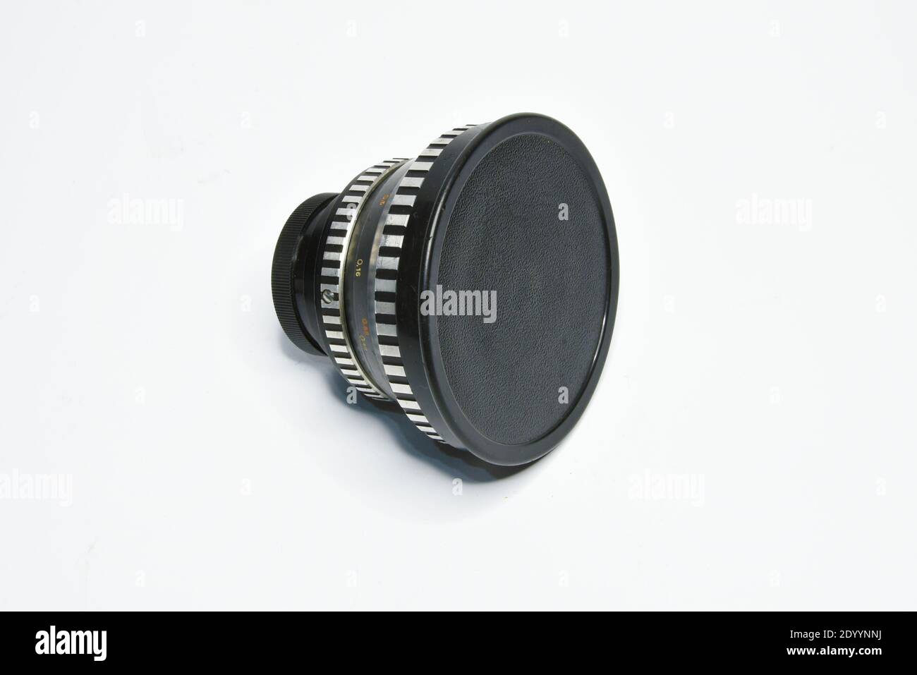 Vintage metal lens with front and back plastic covers Stock Photo - Alamy
