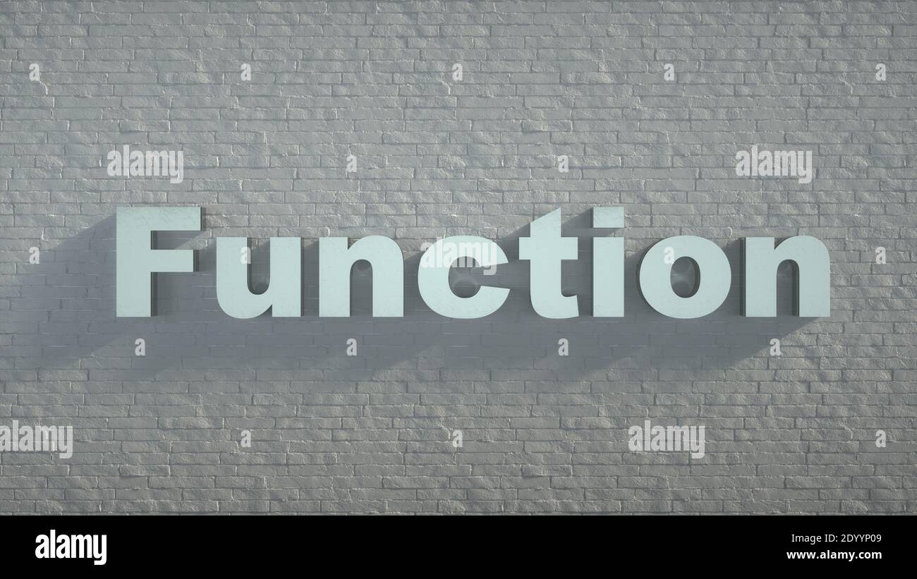 FUNCTION -Realistic Neon Sign on White Brick Wall background - 3D ...
