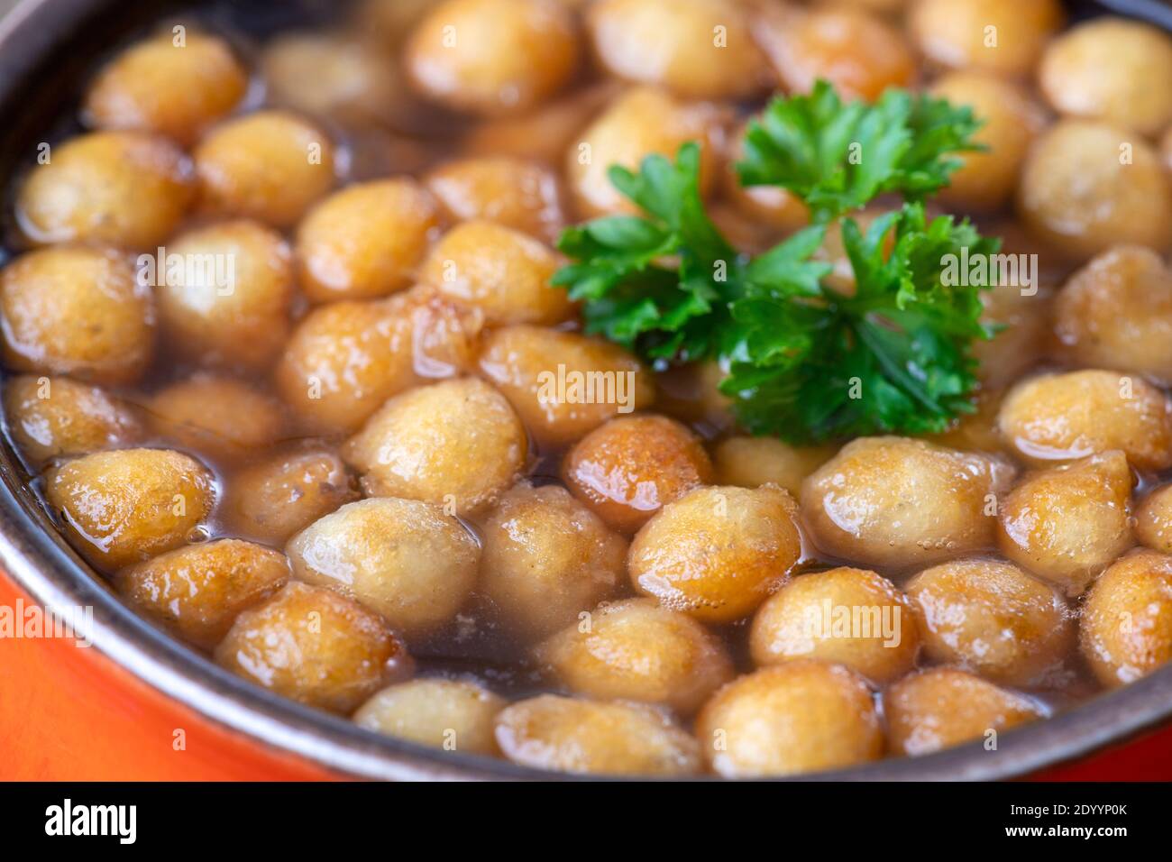 fried batter pearls in a soup Stock Photo - Alamy