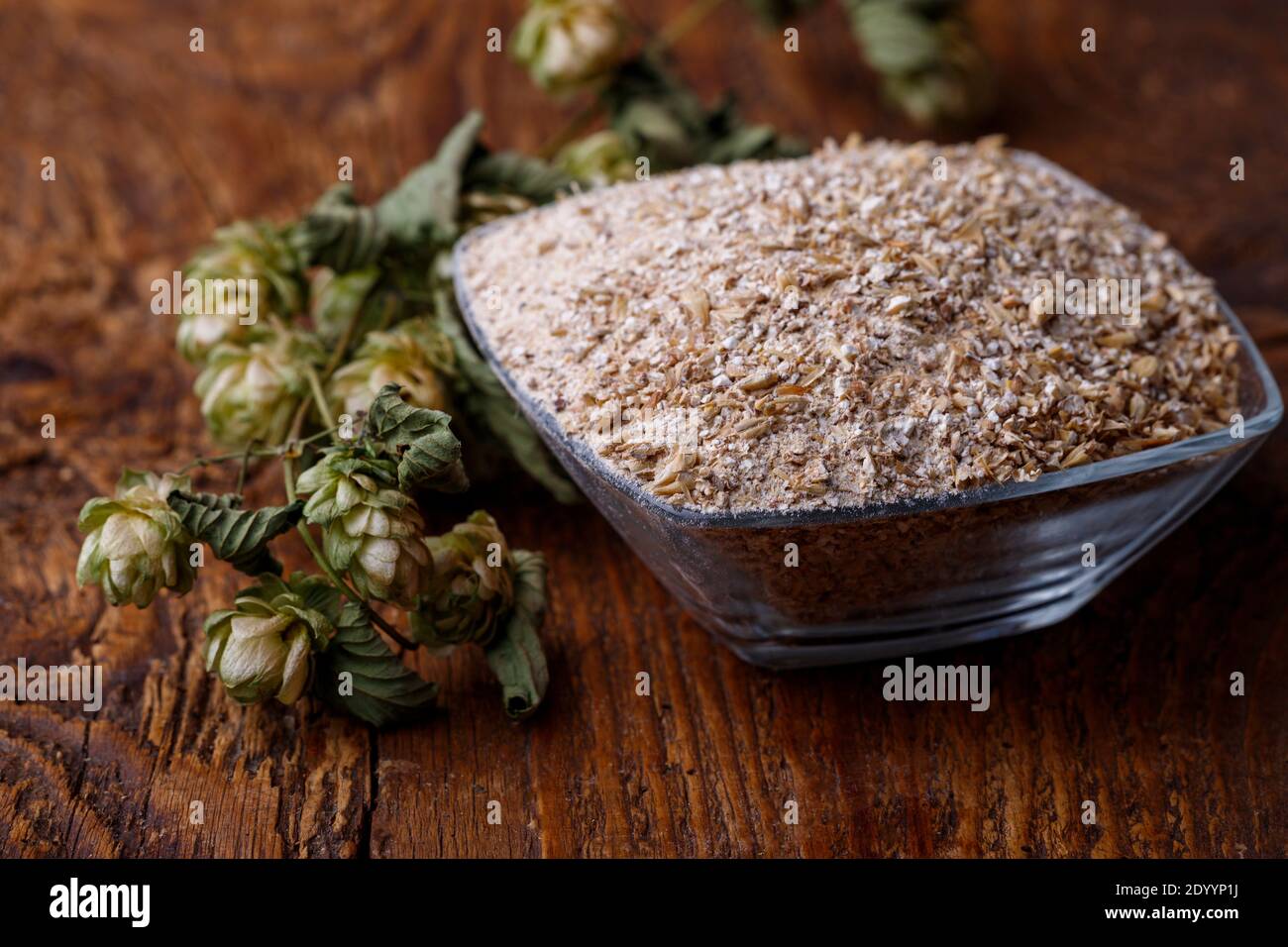 fresh barley malt on wood Stock Photo - Alamy
