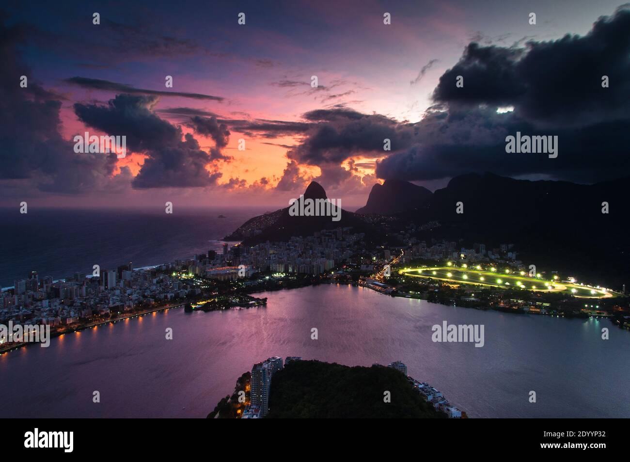 Spectacular Sunset Above Rio de Janeiro - Lagoon, Mountains, Leblon ...