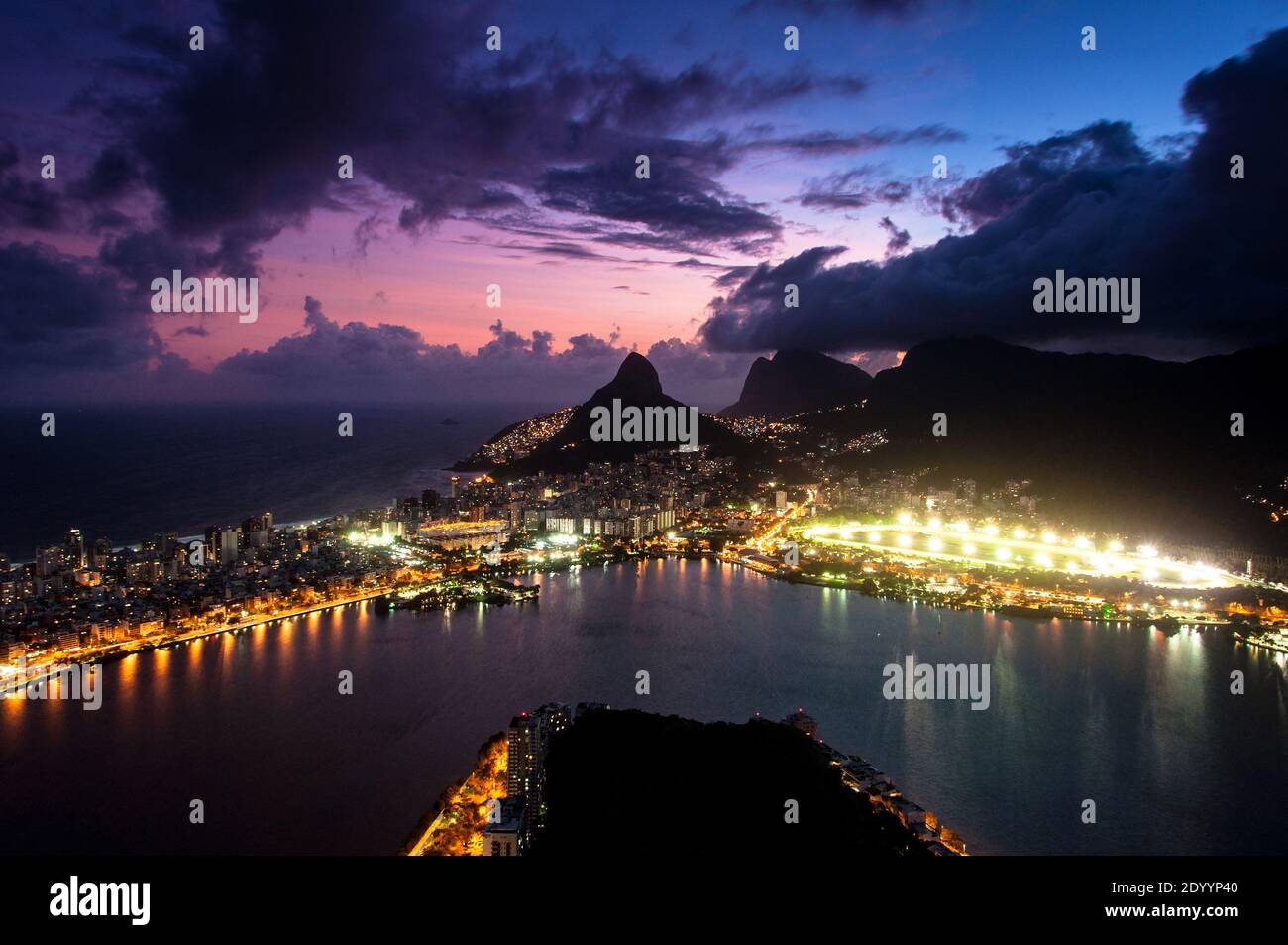 Spectacular Sunset Above Rio de Janeiro - Lagoon, Mountains, Leblon ...