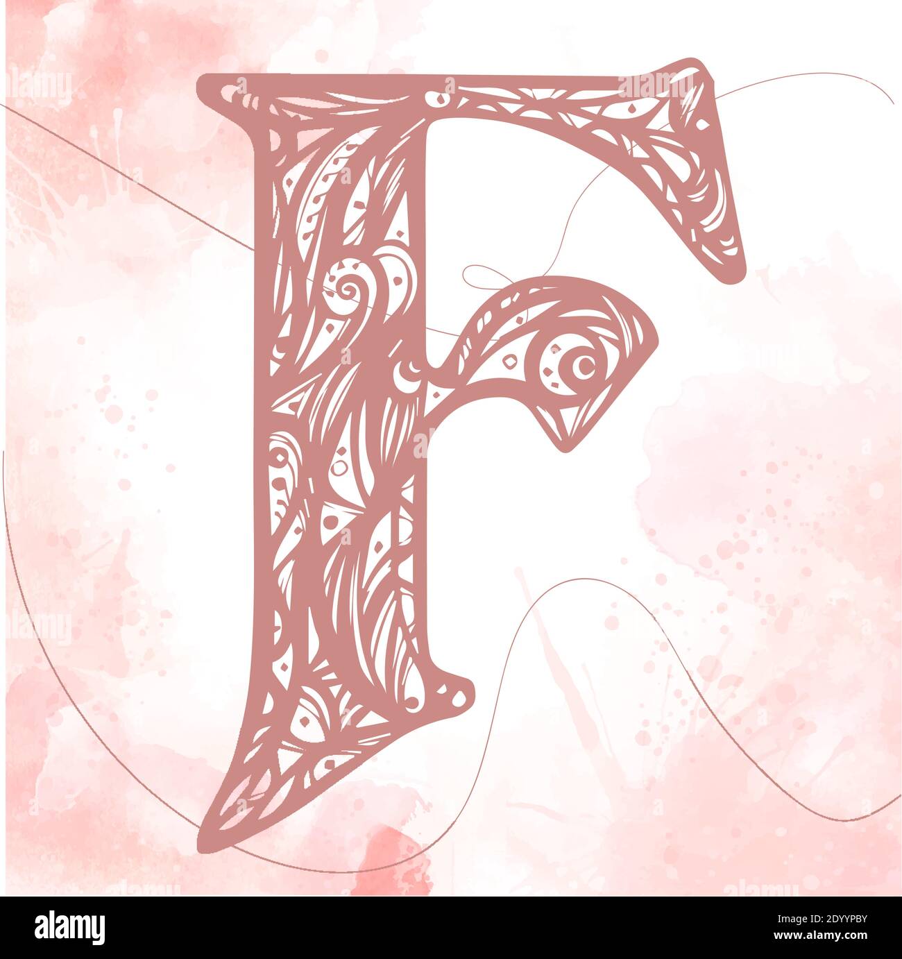 naive Vintage initials letter F. alphabet, hand drawn letter F Stock ...