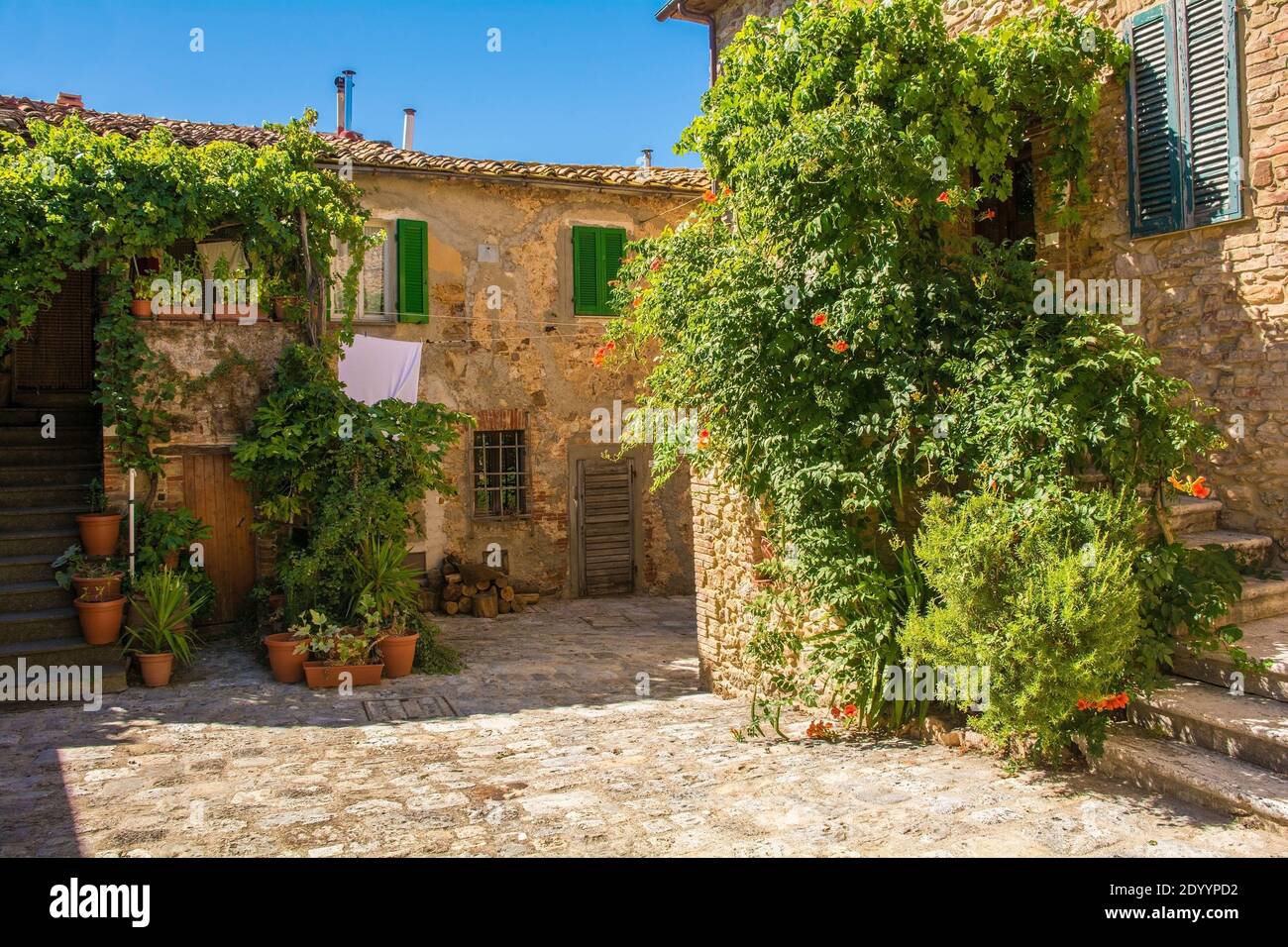 Historic stone buildings in the village of Montorsaio in Tuscany, part ...