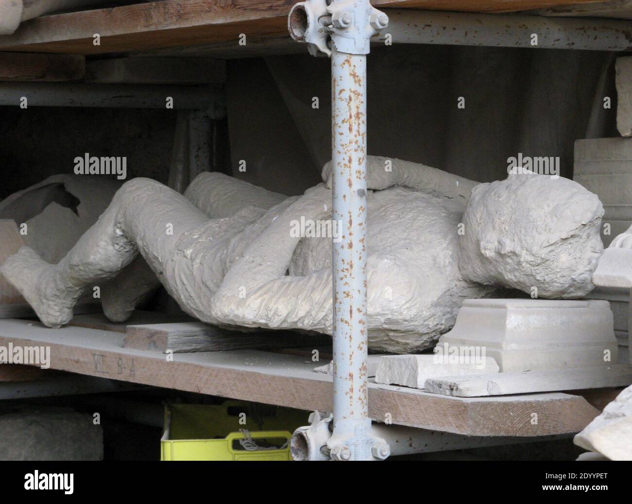 Cast of victim from the eruption of Mount Vesuvius on Pompeii in Naples ...