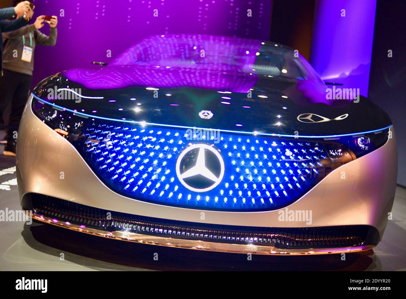 All-electric Mercedes Benz Vision EQS vehicle on display at CES world's ...