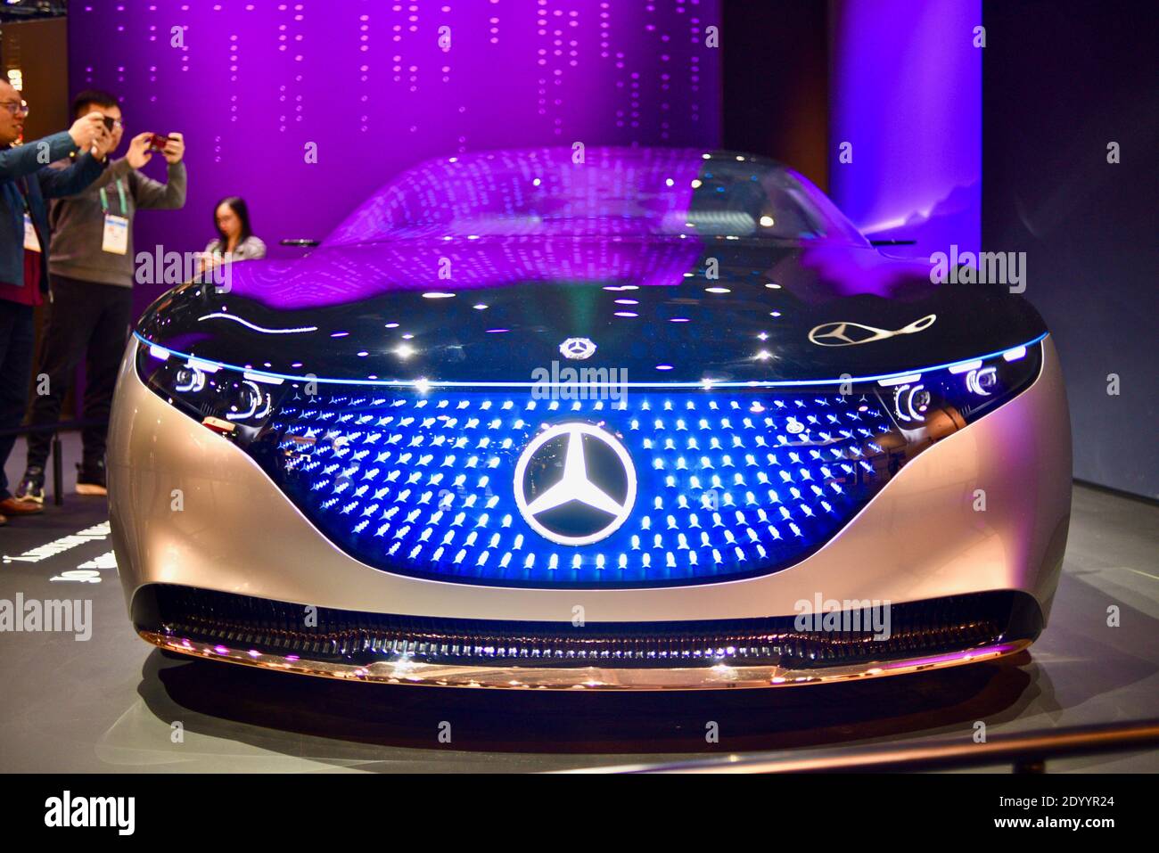 All-electric Mercedes Benz Vision EQS vehicle on display at CES world's ...