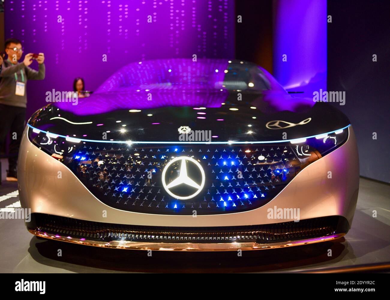 All-electric Mercedes Benz Vision EQS vehicle on display at CES world's ...