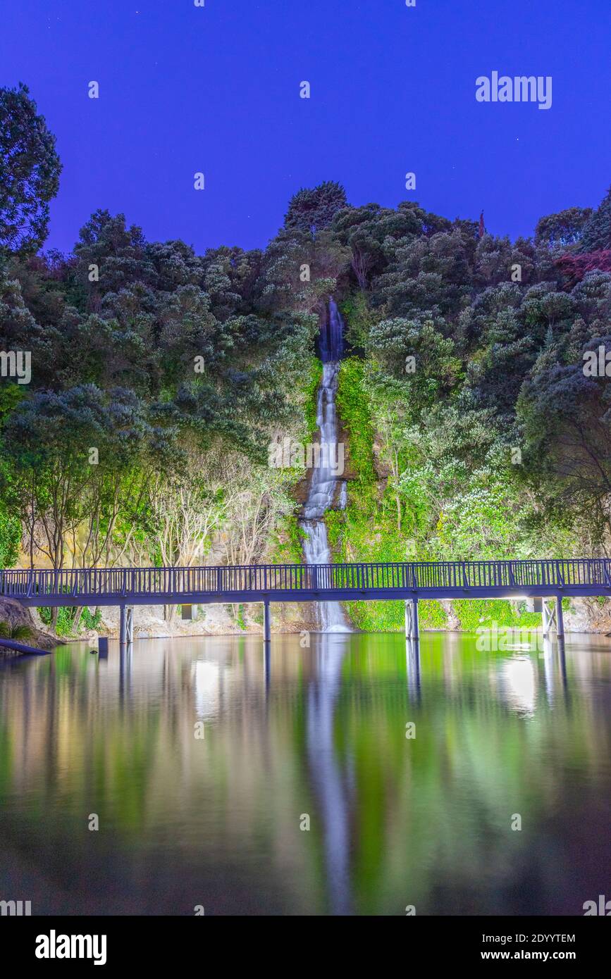Night view of Centennial waterfall in Napier, New Zealand Stock Photo ...