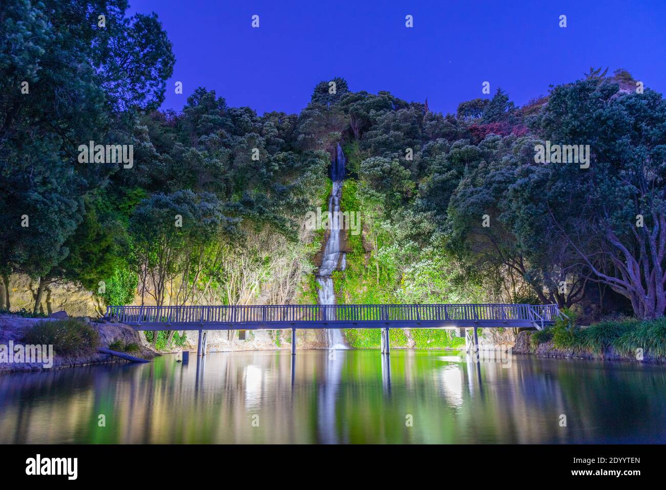 Night view of Centennial waterfall in Napier, New Zealand Stock Photo ...