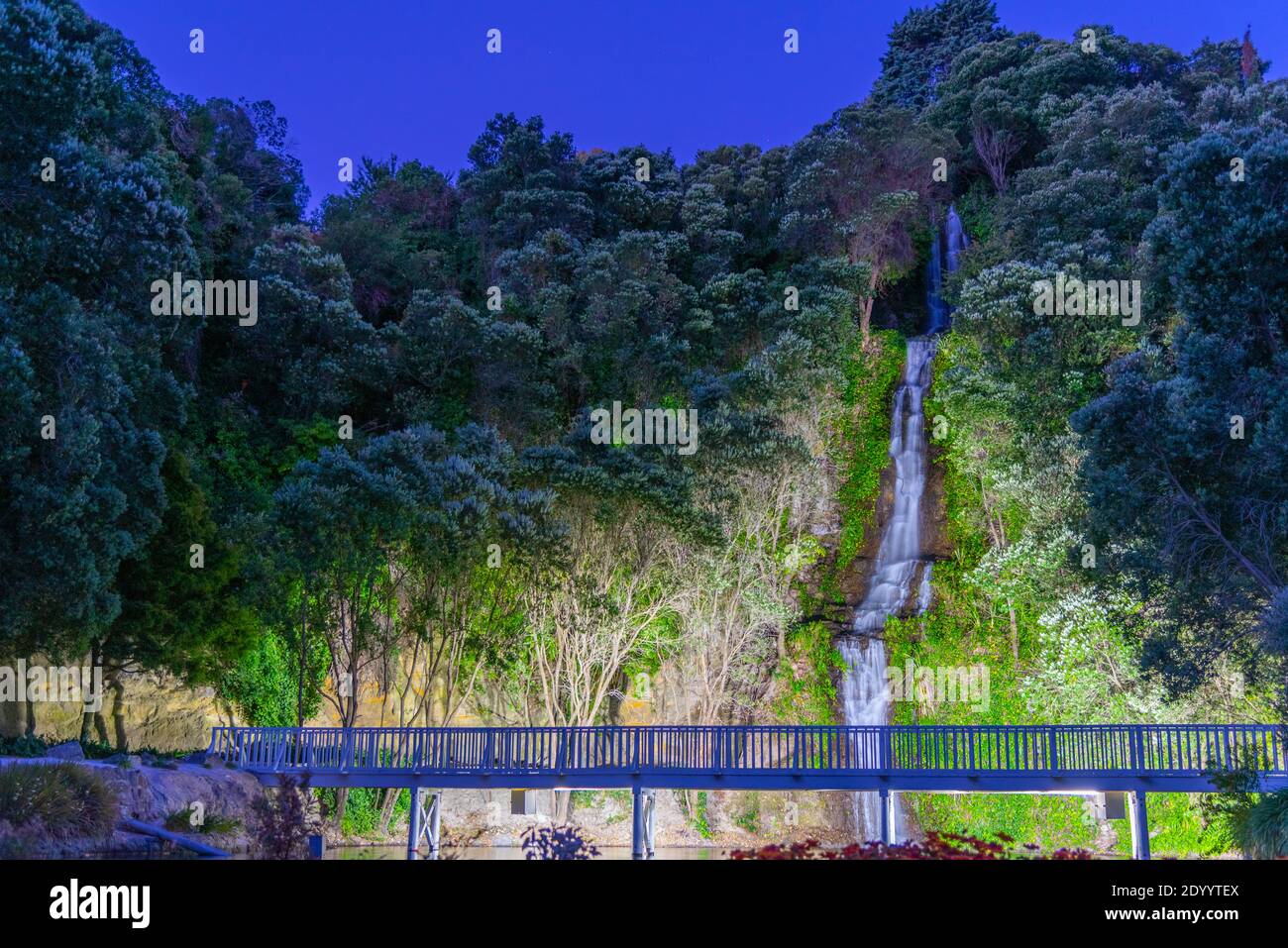 Night view of Centennial waterfall in Napier, New Zealand Stock Photo ...