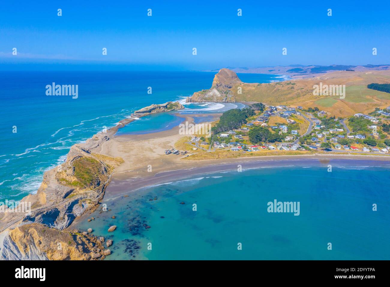 Aerial view of Castlepoint beach in New Zealand Stock Photo - Alamy