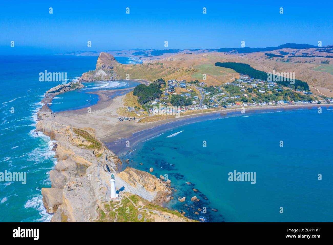 Castlepoint lighthouse in New Zealand Stock Photo - Alamy