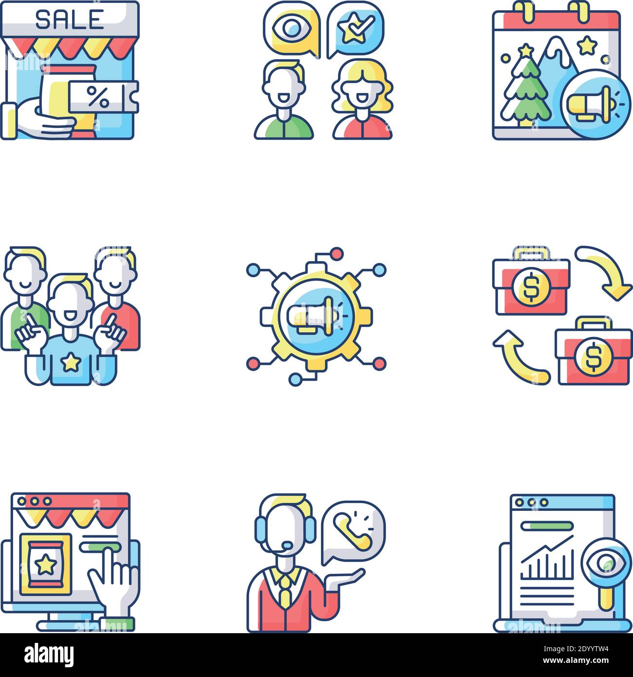 Marketing strategies RGB color icons set Stock Vector Image & Art - Alamy