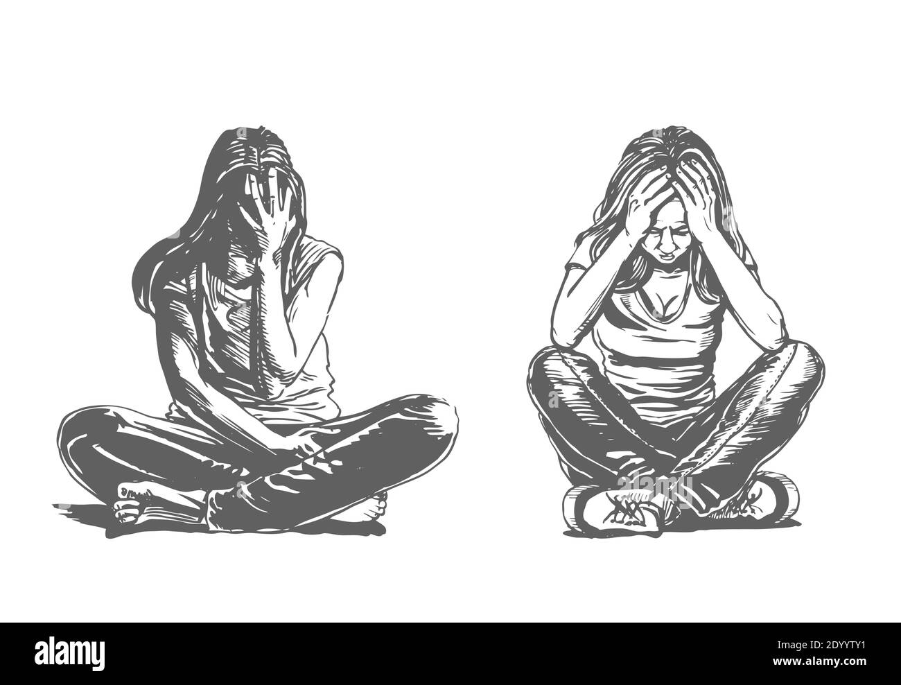 Drawing Of A Girl Crying In A Corner