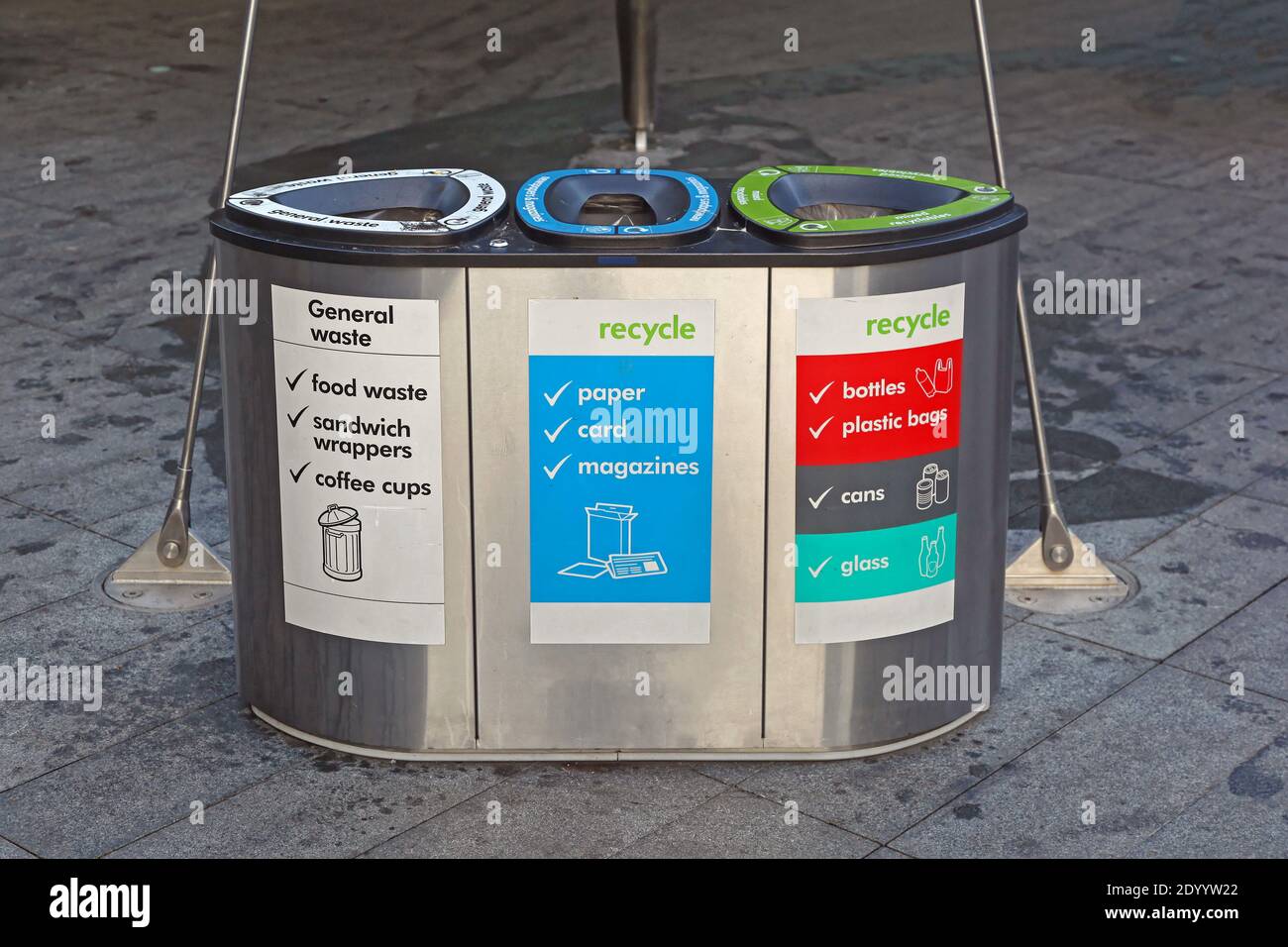 Three Separate Bins for Sorting and Recycling Waste Stock Photo - Alamy