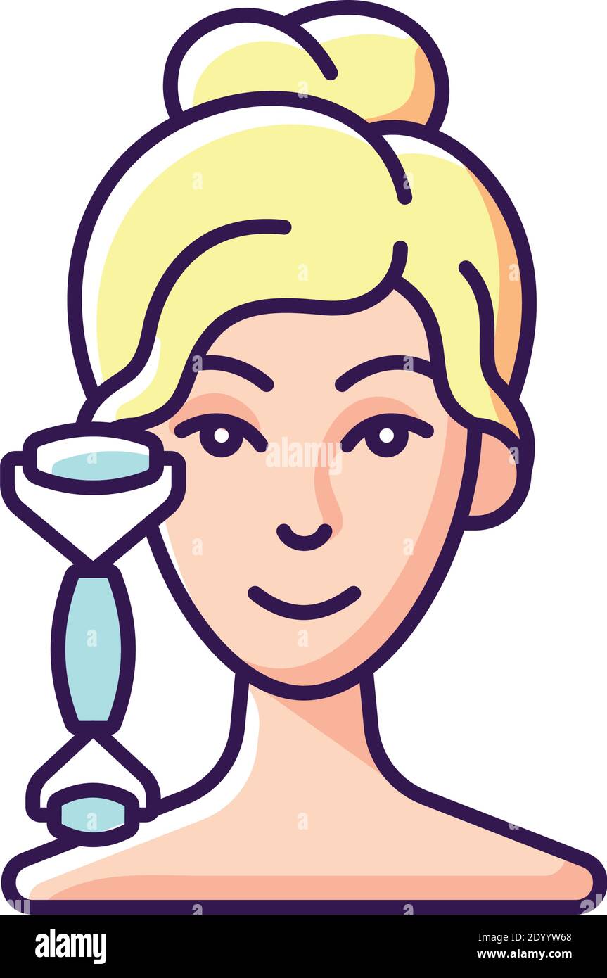 Facial massage line color Stock Vector Images - Alamy