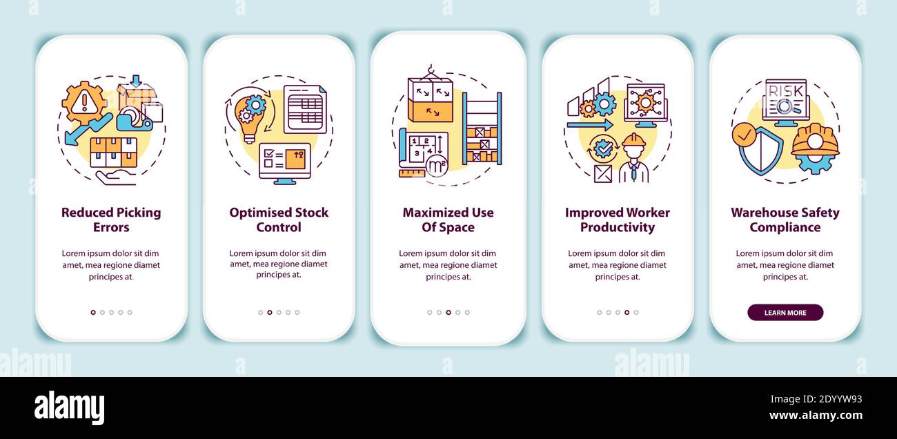 Warehouse organization and optimization onboarding mobile app page ...