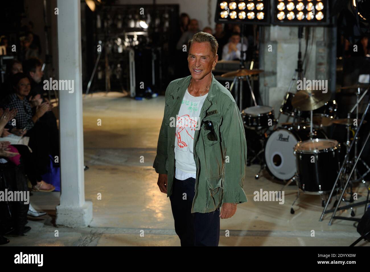 Designer Wolfgang Joop appears on the runway after Wunderkind Spring ...