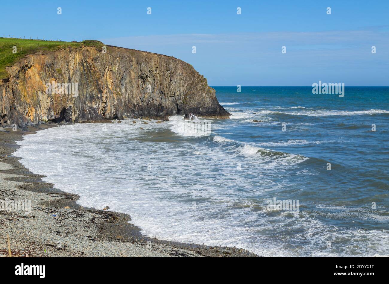 Sunny Day on a Rocky Rugged Beach looking out at ocean in the Copper ...