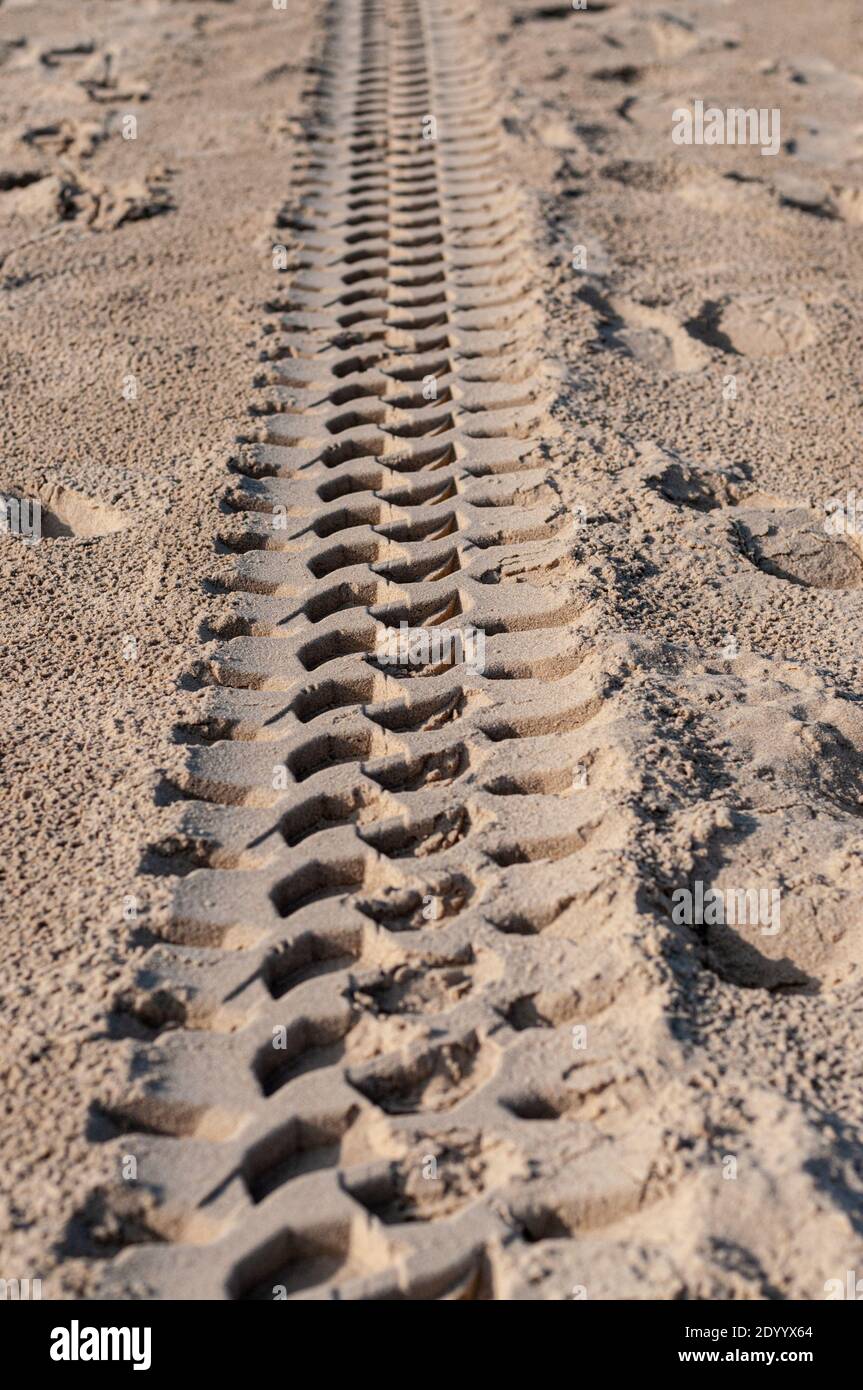 Tire marks on the sand Stock Photo - Alamy