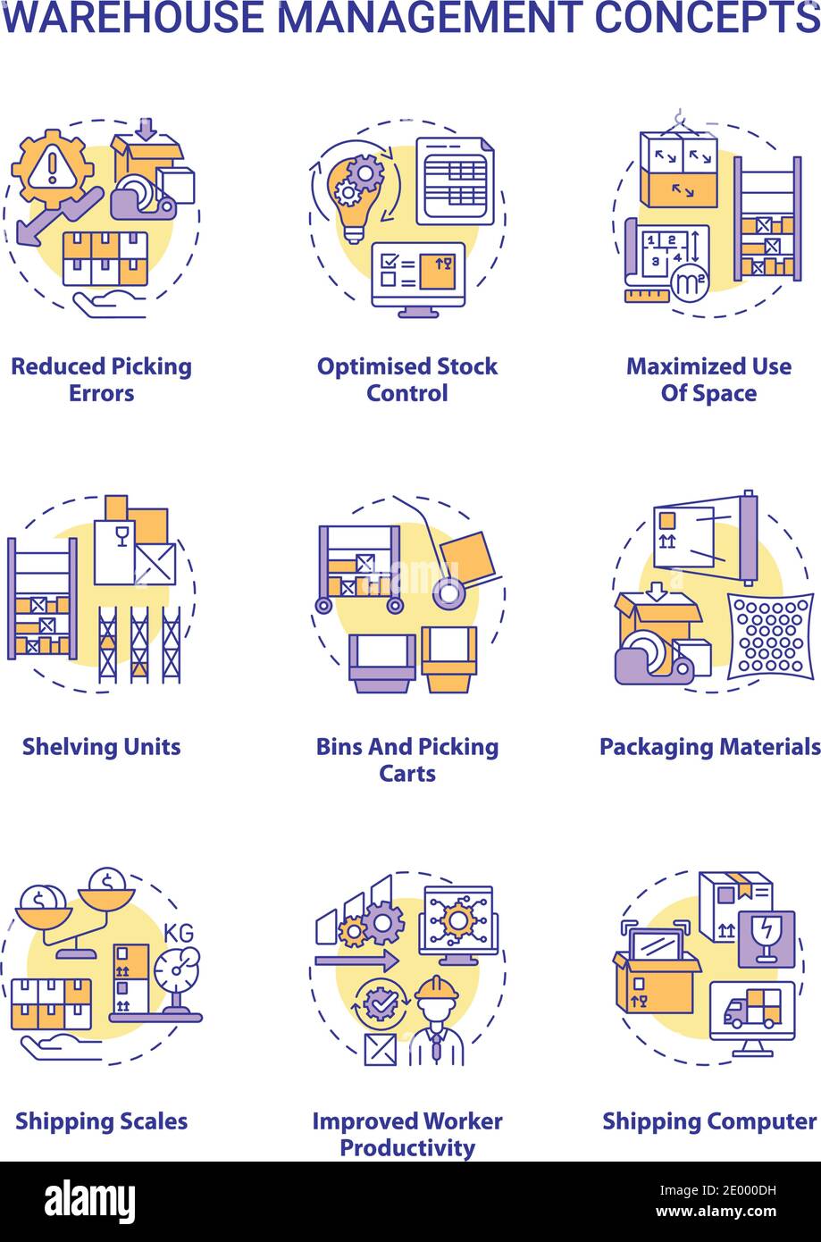 Warehouse management concept icons set Stock Vector Image & Art - Alamy