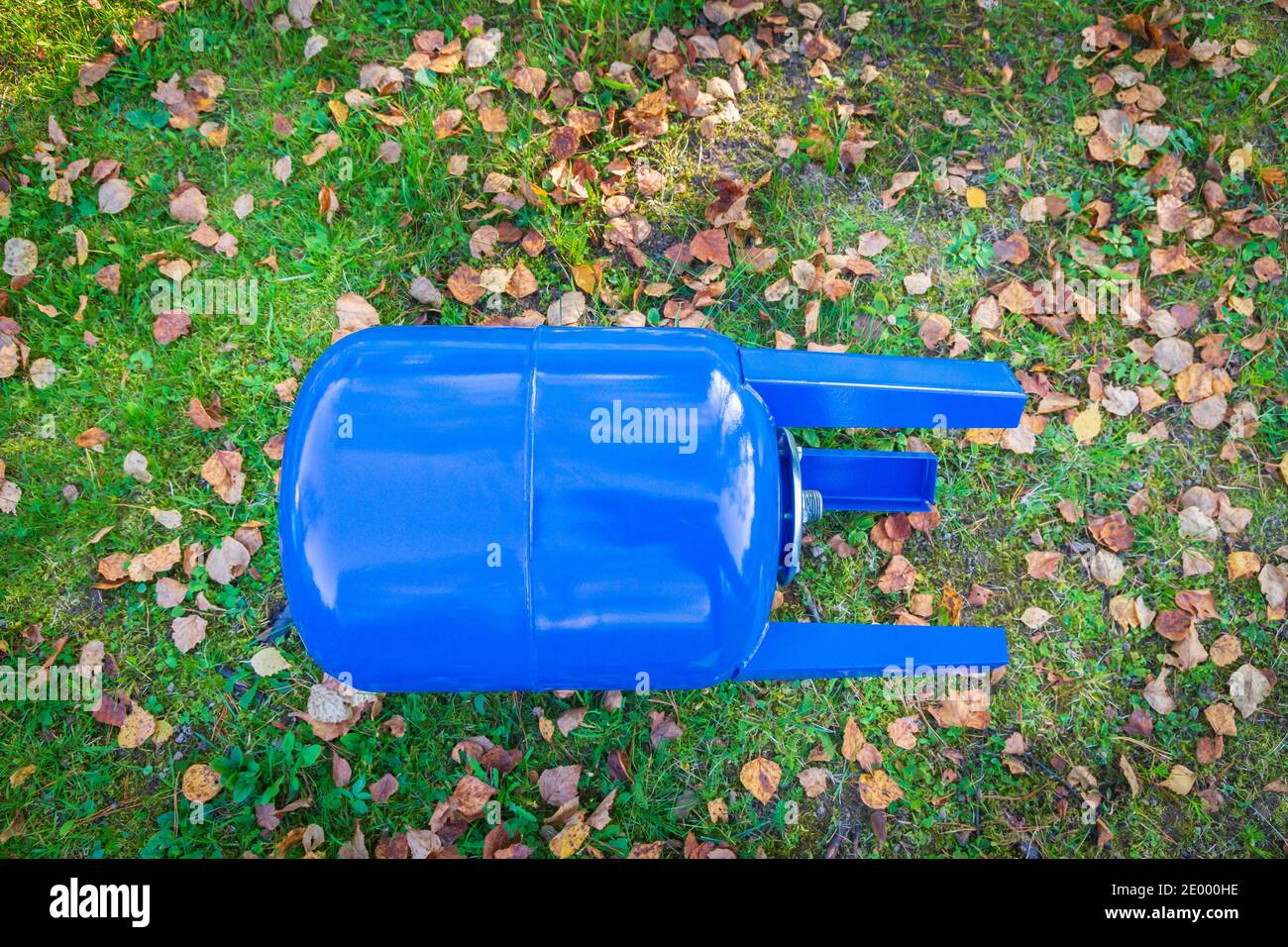 Blue metal water tank for 50 liters of water Stock Photo - Alamy