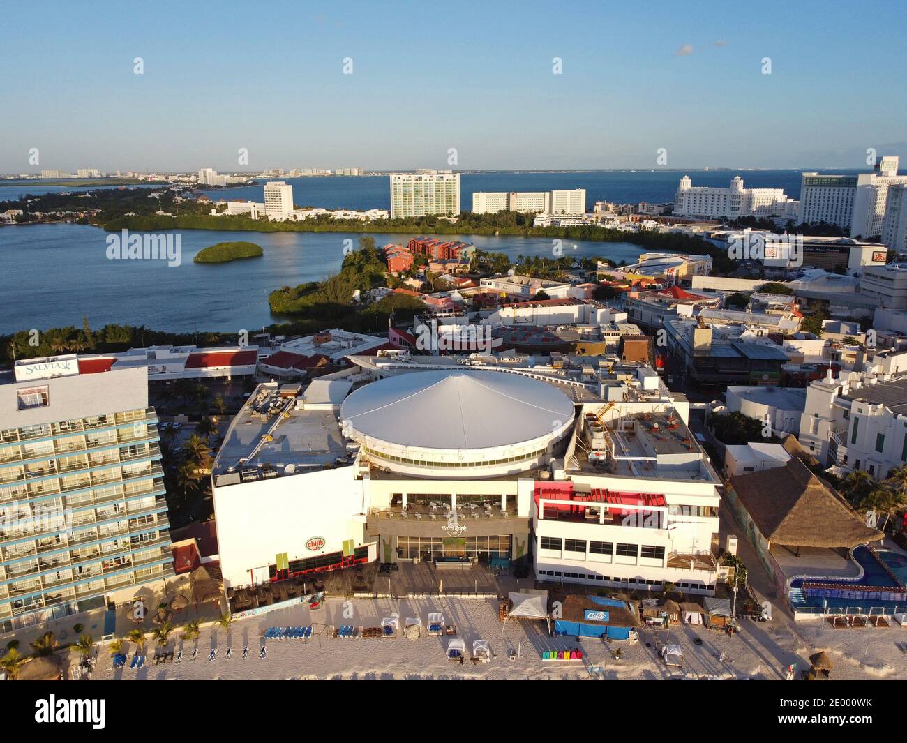 Cancun Hard Rock Cafe and Forum By The Sea mall aerial view in the ...