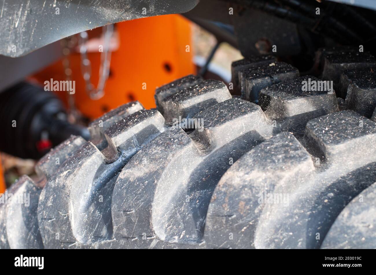 the raised tread of a big wheel of a construction site vehicle Stock ...