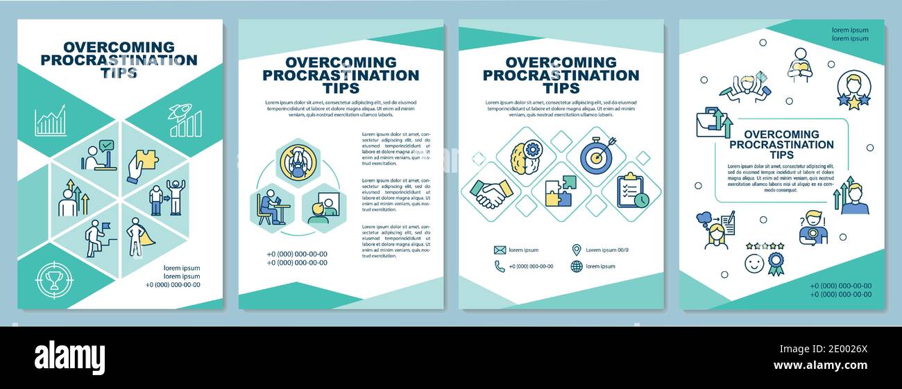 Overcoming procrastination tips brochure template Stock Vector Image ...