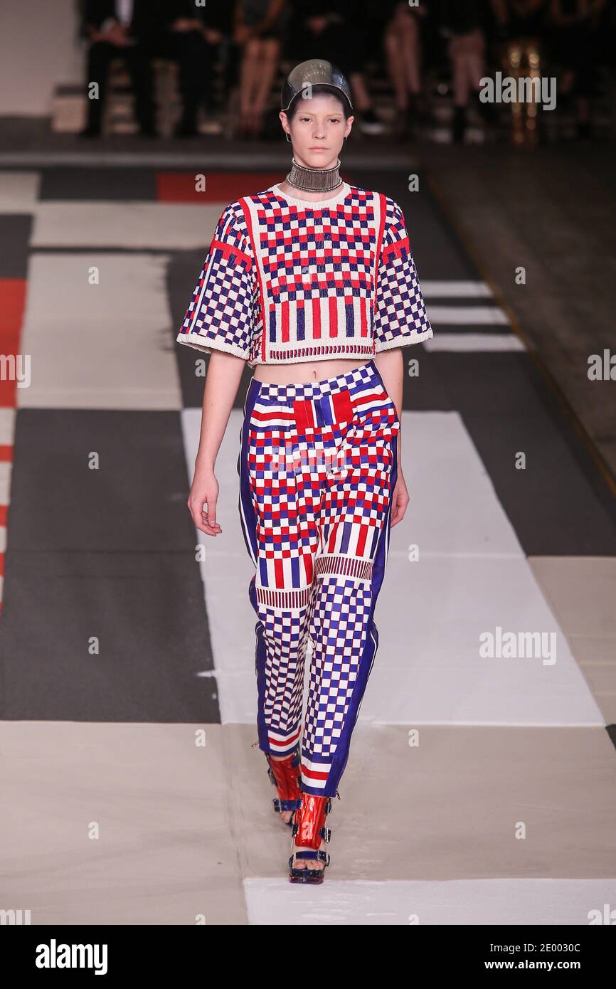 A model displays a creation by designer Sarah Burton for Alexander ...