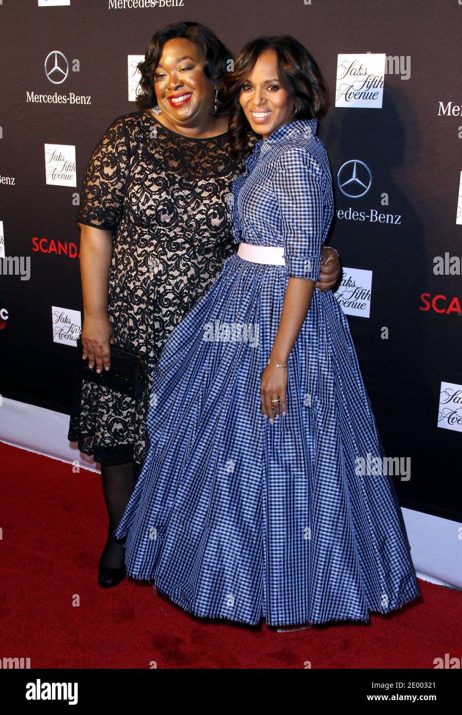Shonda Rhimes and Kerry Washington attend the Scandal cast appearance ...
