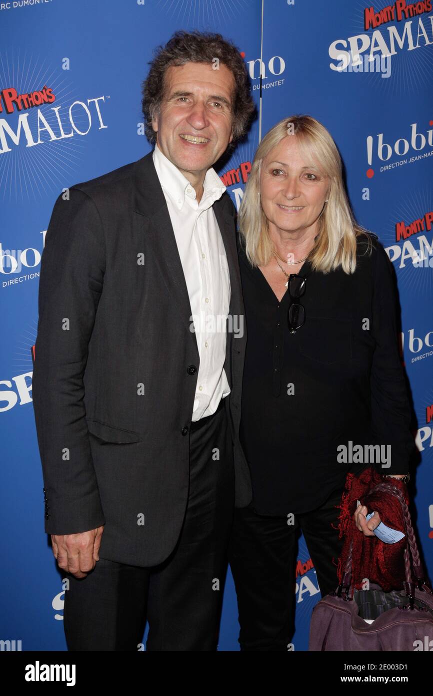 Gerard Leclerc and his wife Julie attending the premiere of Spamalot ...
