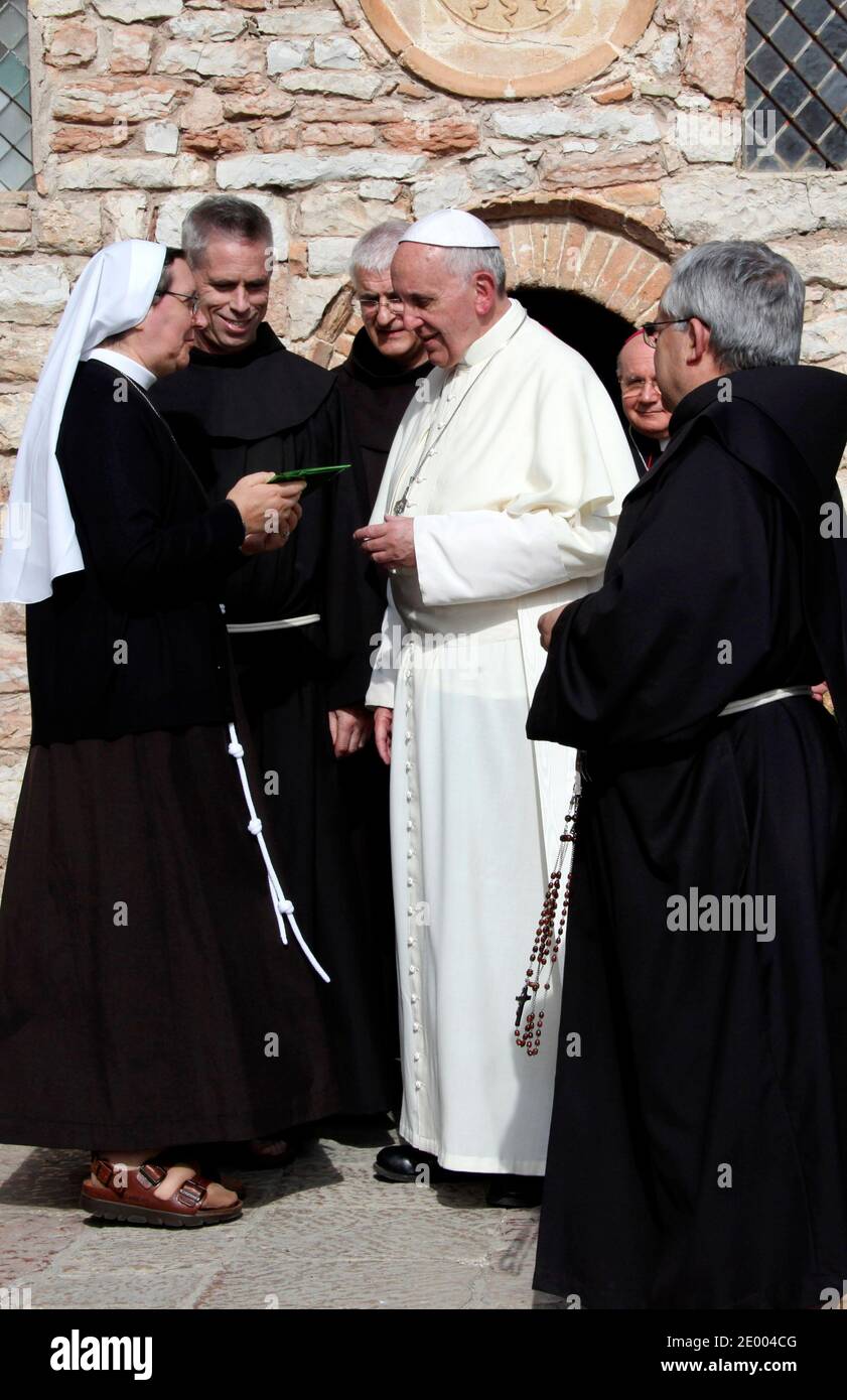 Pope Francis made a pilgrimage to the hillside town of Assisi , Italy ...