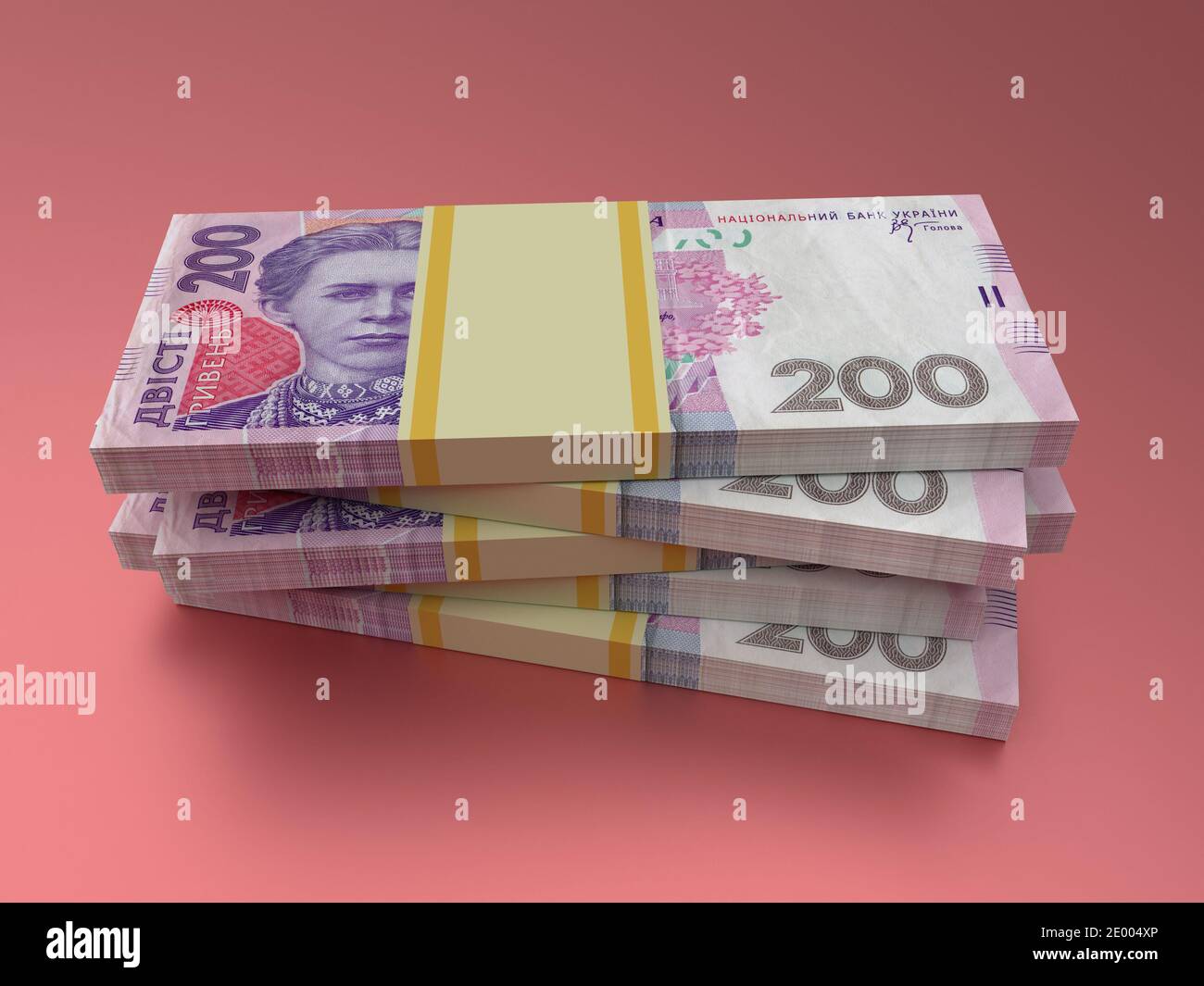 Stack of ukrainian money hryvnia (grivna, hryvna) with 200 banknotes ...