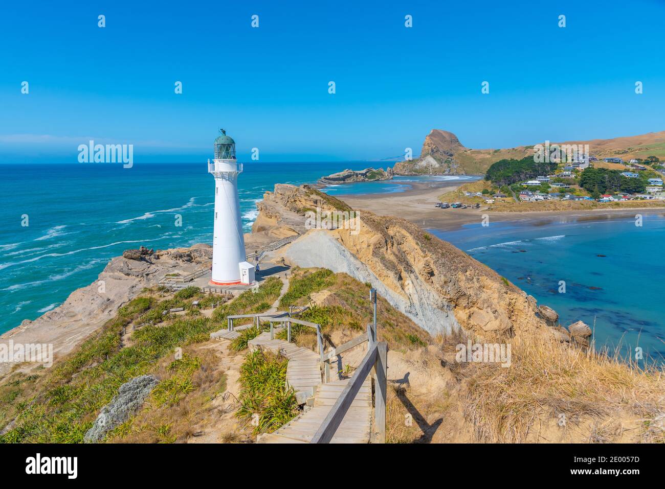 Castlepoint lighthouse in New Zealand Stock Photo - Alamy