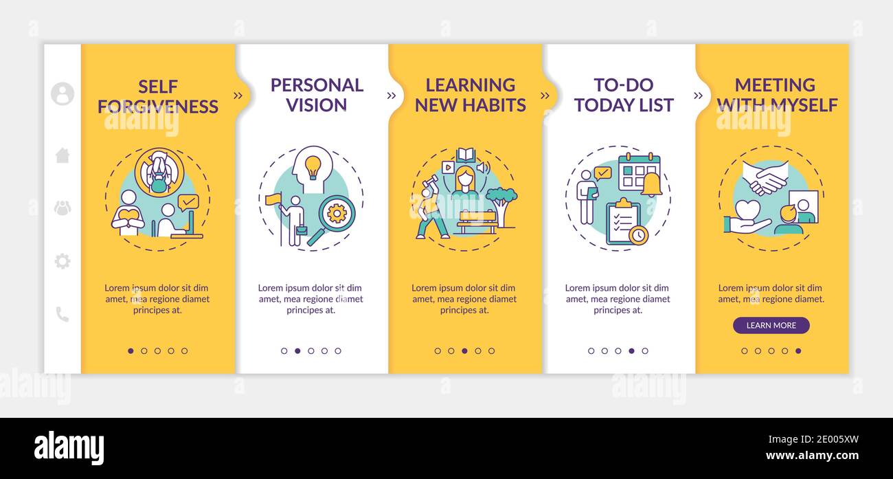 Fighting delaying tasks habit methods onboarding vector template Stock ...