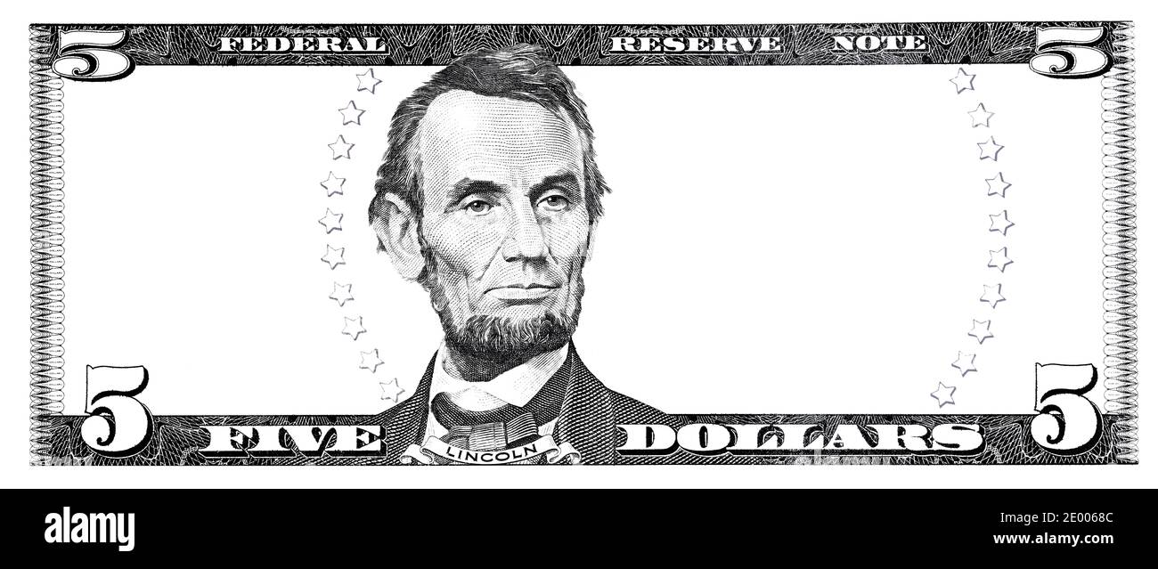 U.S. 5 dollar border with empty middle area Stock Photo - Alamy