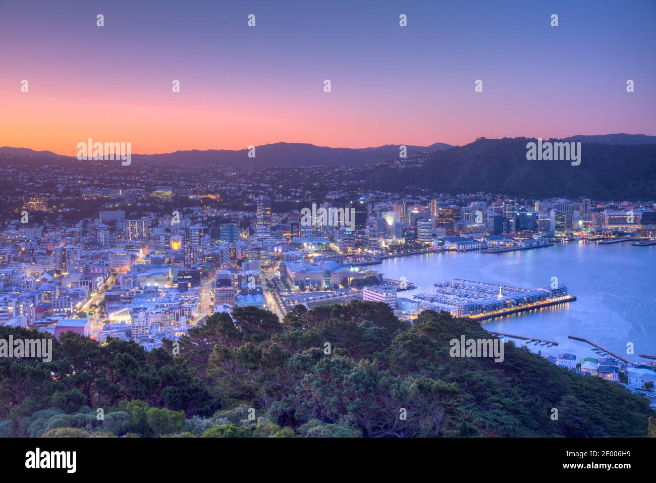 Sunset aerial view of Wellington, New Zealand Stock Photo - Alamy