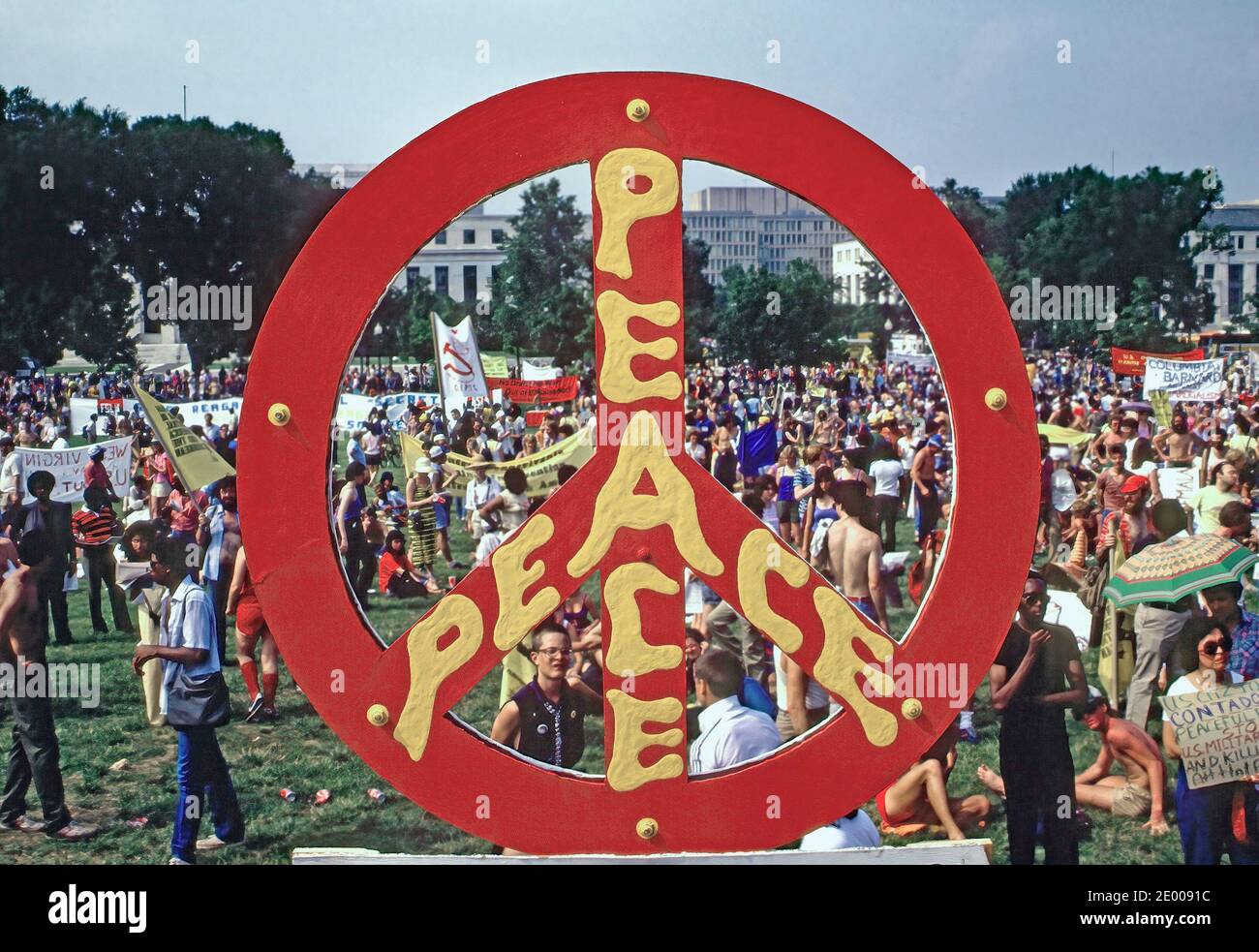 Washington, DC. USA, July 1983 Anti war protest peace sign Stock Photo ...